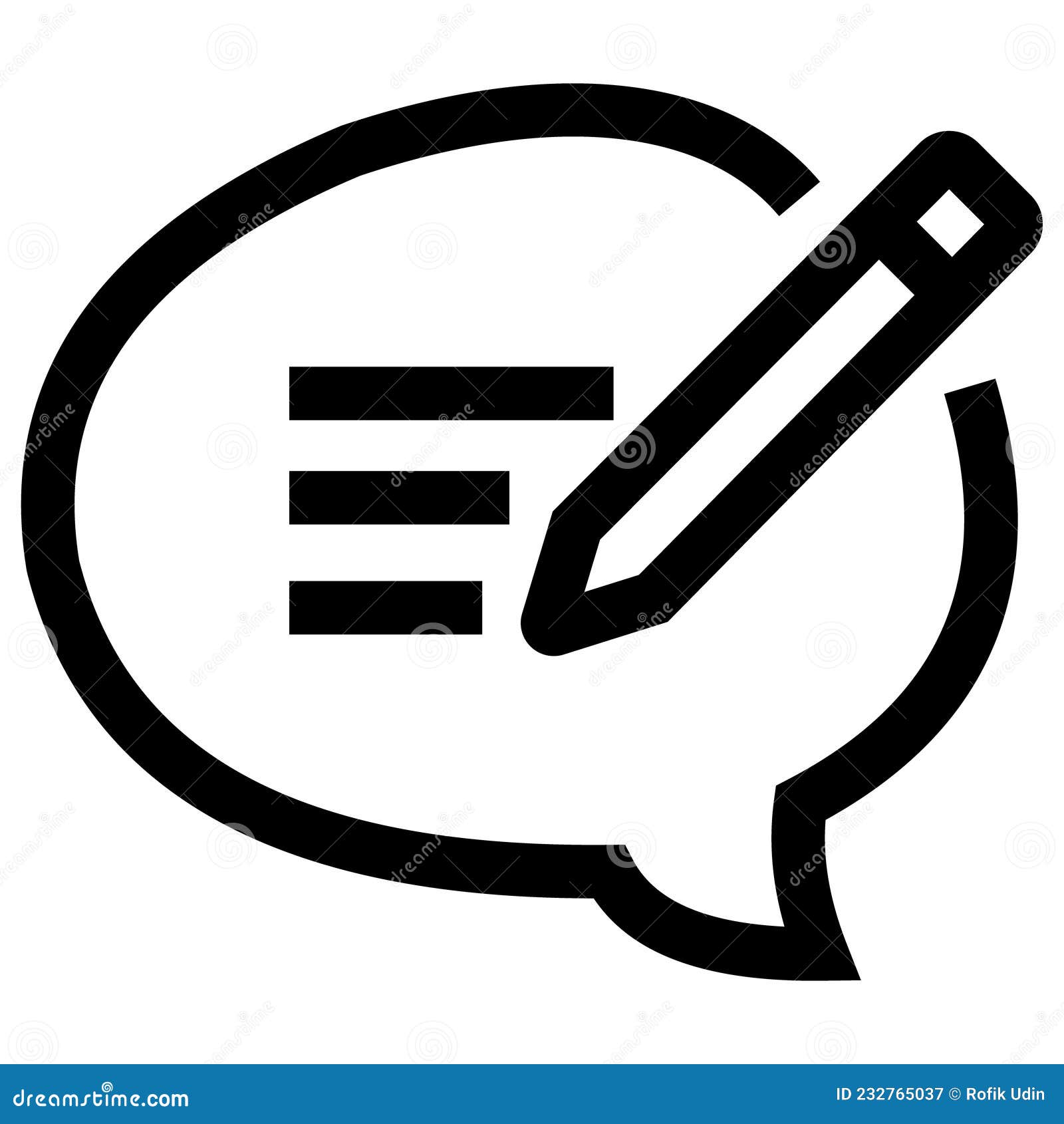 Flat Design Template Combination of Text and Pencil Icon. Monoline ...