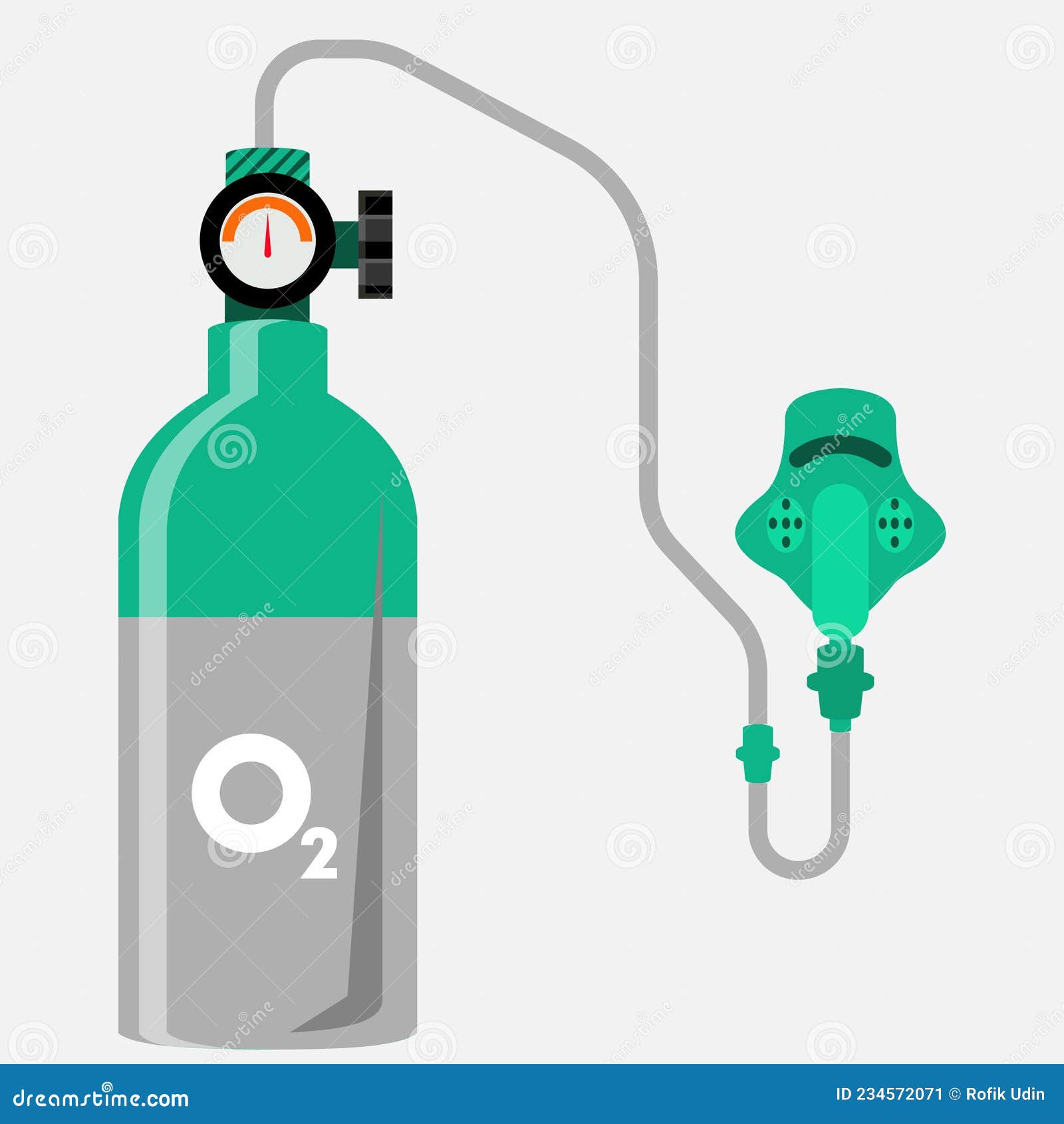 Illustration of Flat Design Template Green Oxygen Icon with a Fairly ...