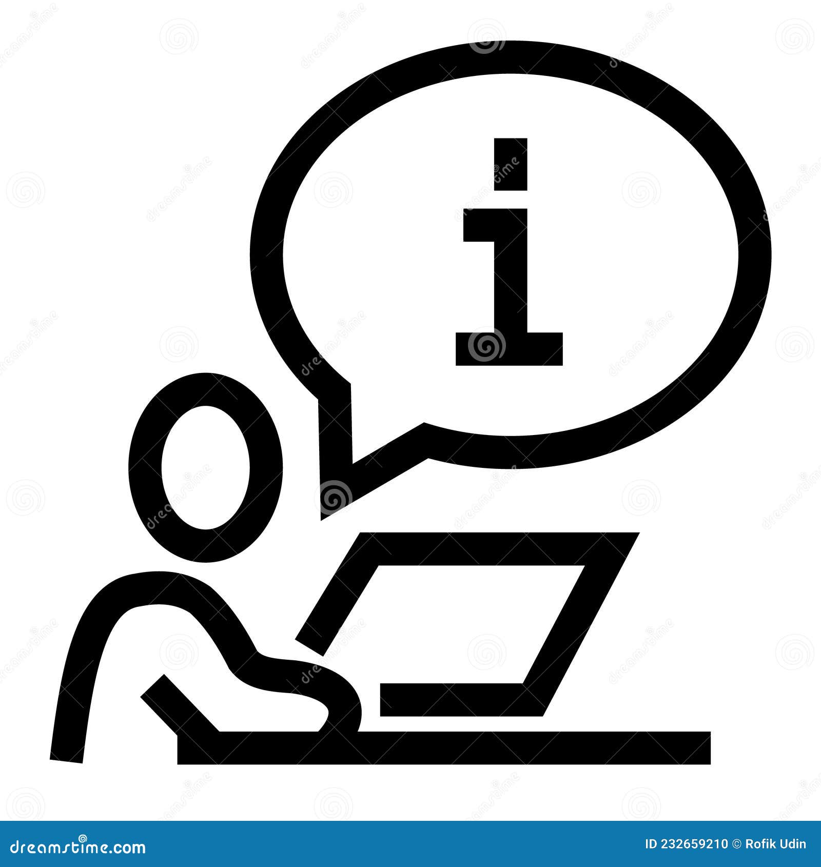 Flat Design Template Icon of the Person Operating a Computer and ...
