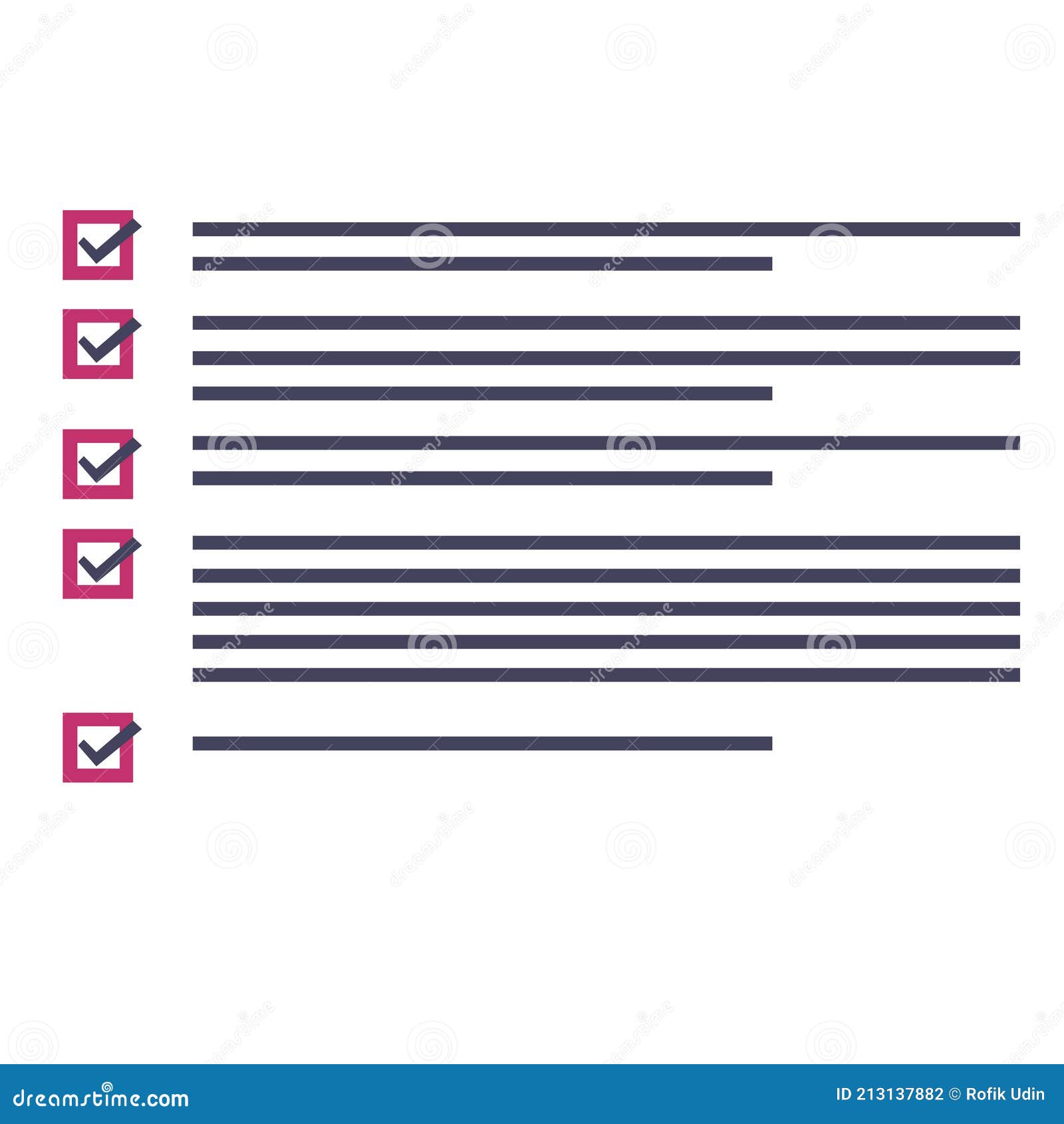 Flat Design Text Note Stick with a Few Checklists. Stock Vector ...