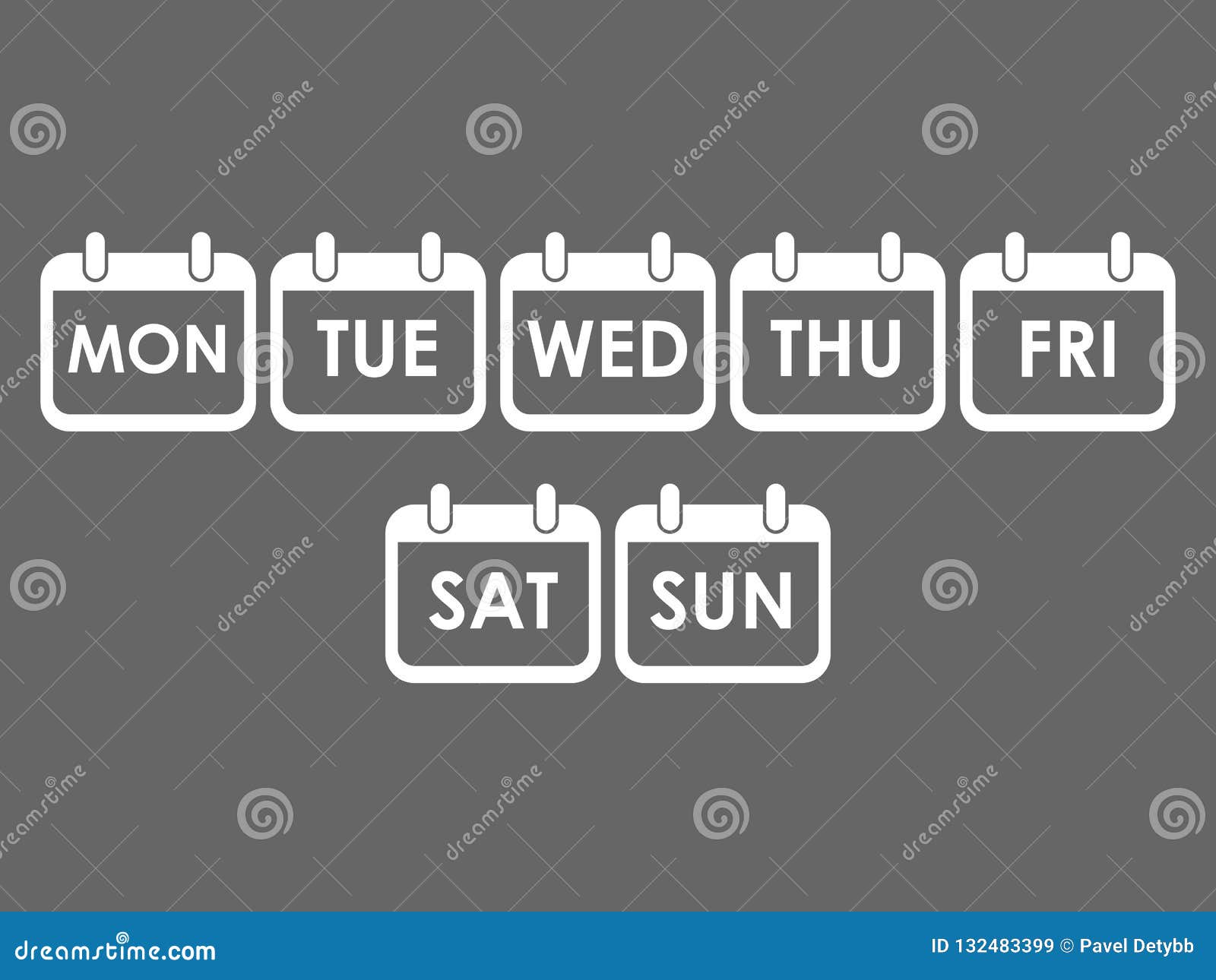 Calendar Day Icon Set. Week Day Icon Set. Vector Illustration, Flat ...