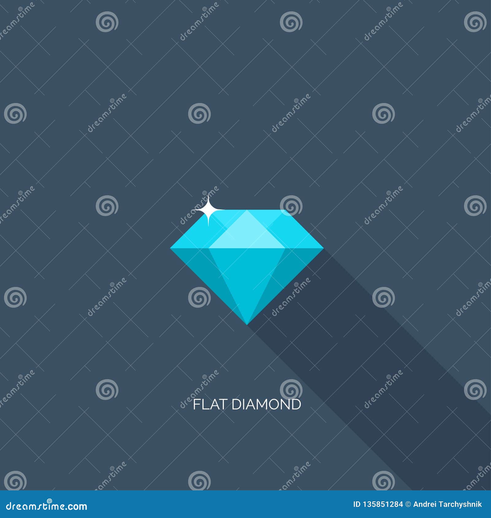 Vector Illustration. Flat Diamond with Shadow. Crystal. Stock Vector ...