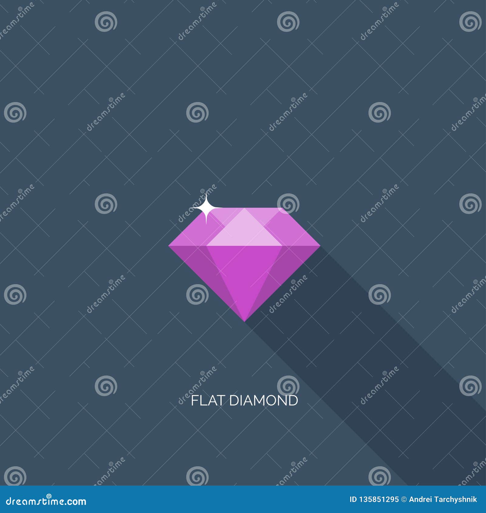 Vector Illustration. Flat Diamond with Shadow. Crystal. Stock Vector ...