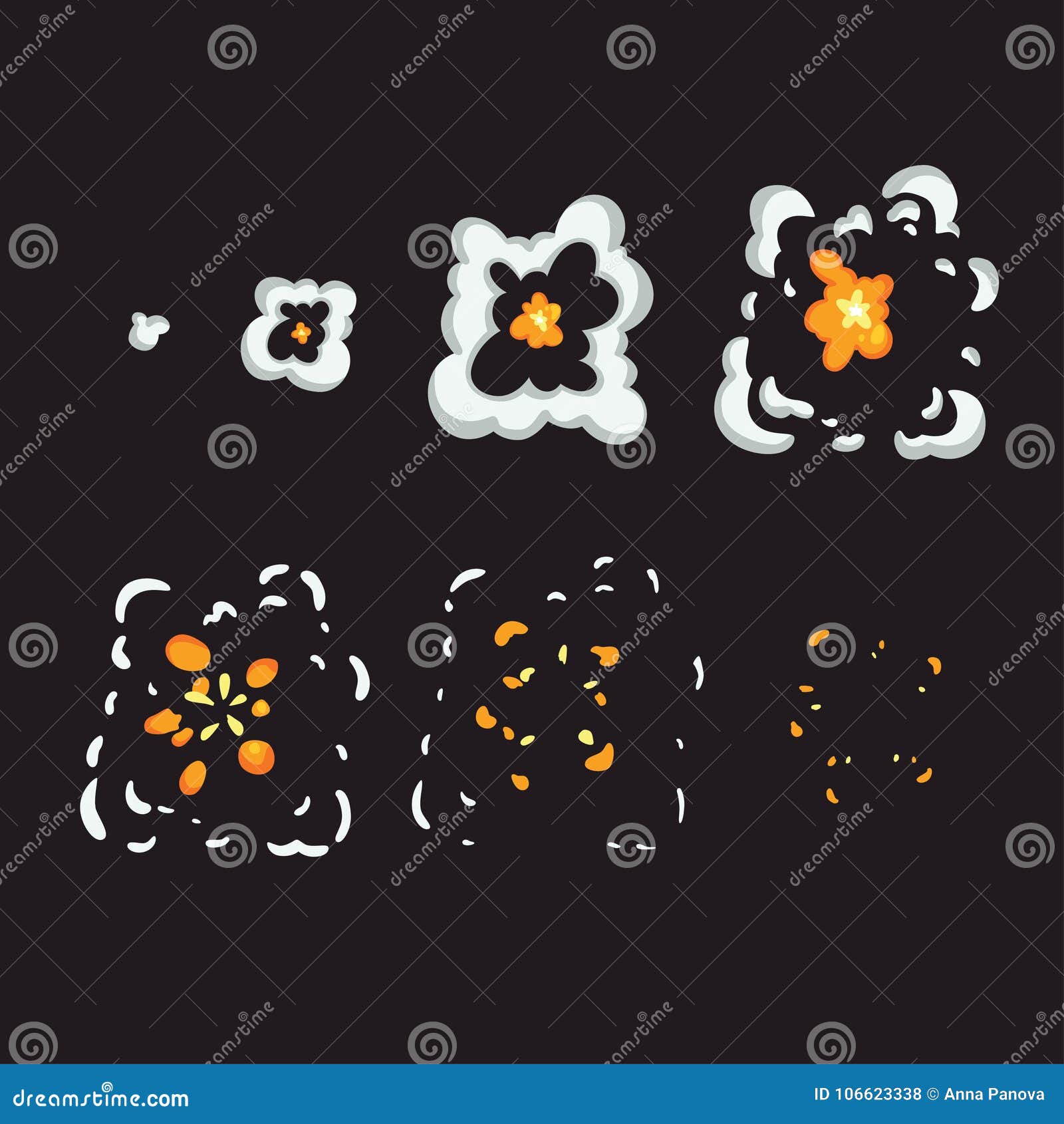 Sprite Sheet of a Flat Explosion. Animation for Cartoon or Game. Stock ...