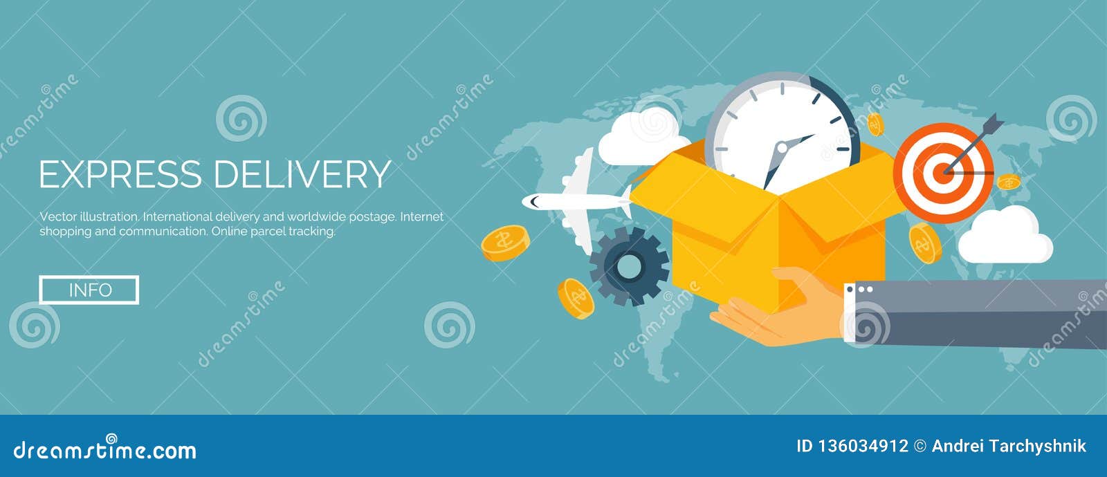 Vector Illustration. Flat Header. International Delivery, Worldwide ...