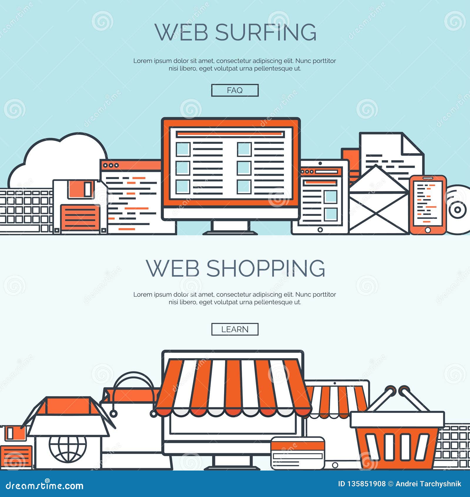 Vector Illustration. Flat Header. Shopping. Web Store. Global ...