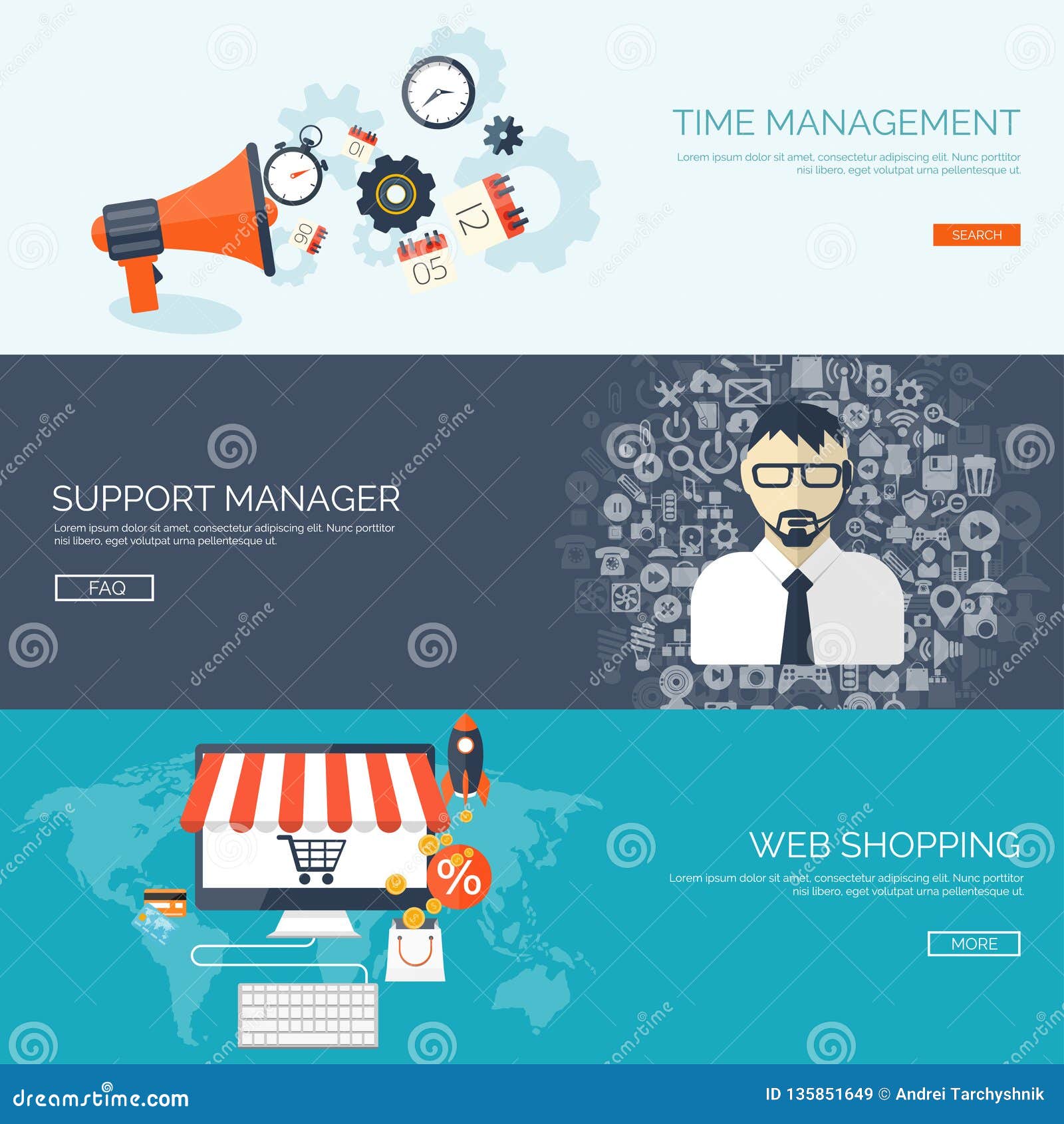 Vector Illustration. Flat Header. Shopping. Web Store. Global ...