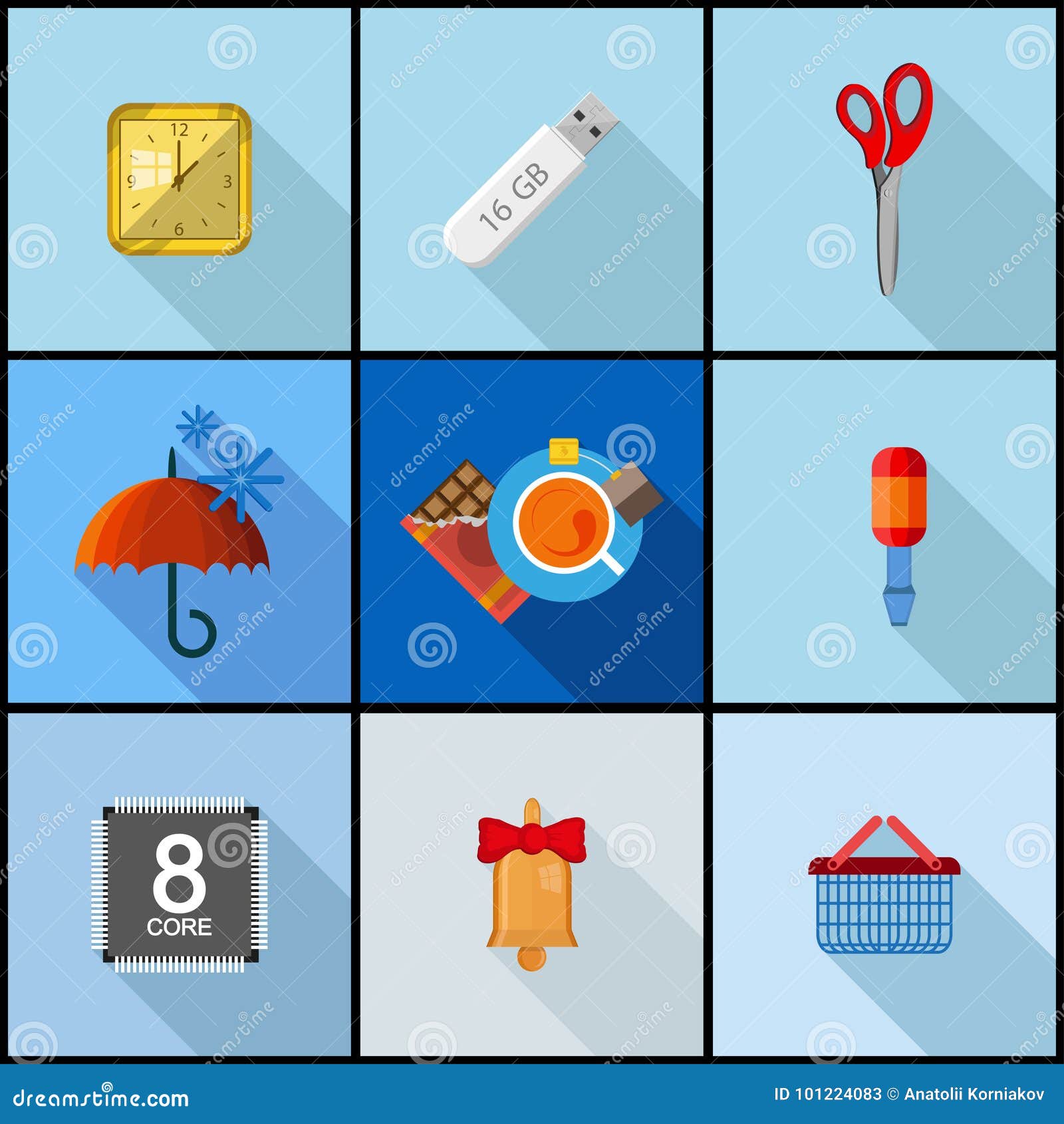 Flat icon set stock vector. Illustration of school, education - 101224083