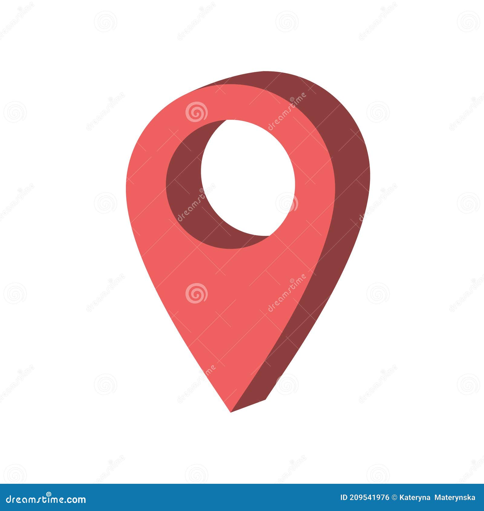 Red Pin Icon. Vector Illustration in Flat Isometric 3D Style. Stock ...