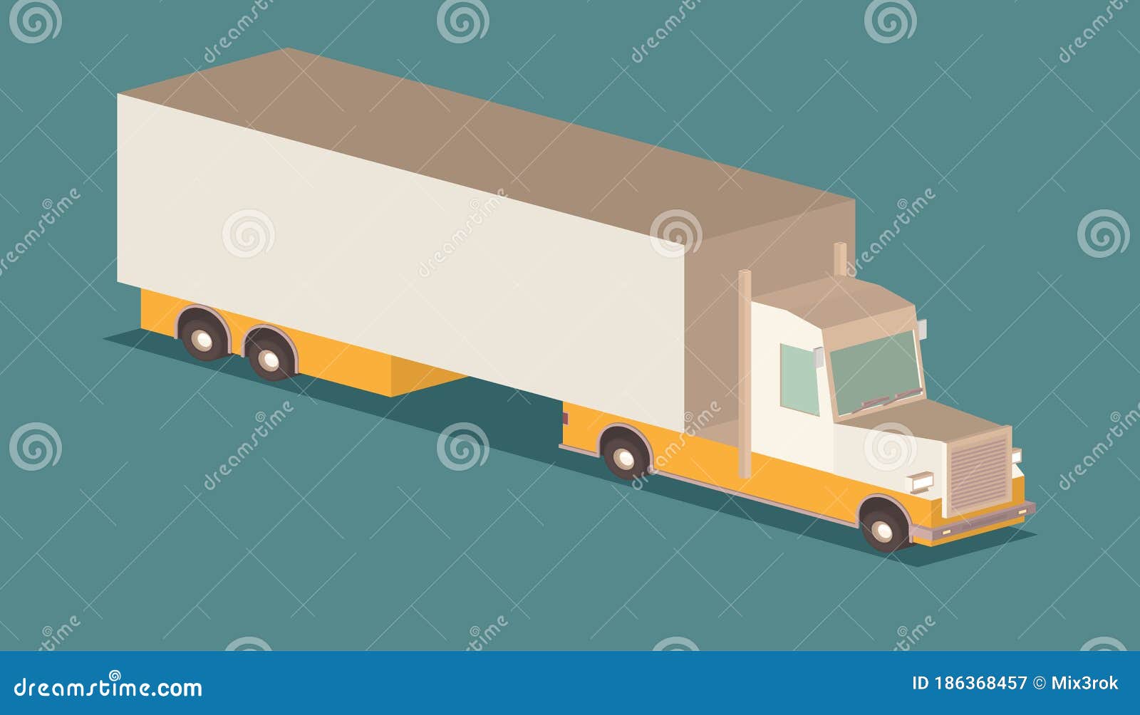 Vector Illustration of a Flat Isometric Semi Truck Stock Vector ...