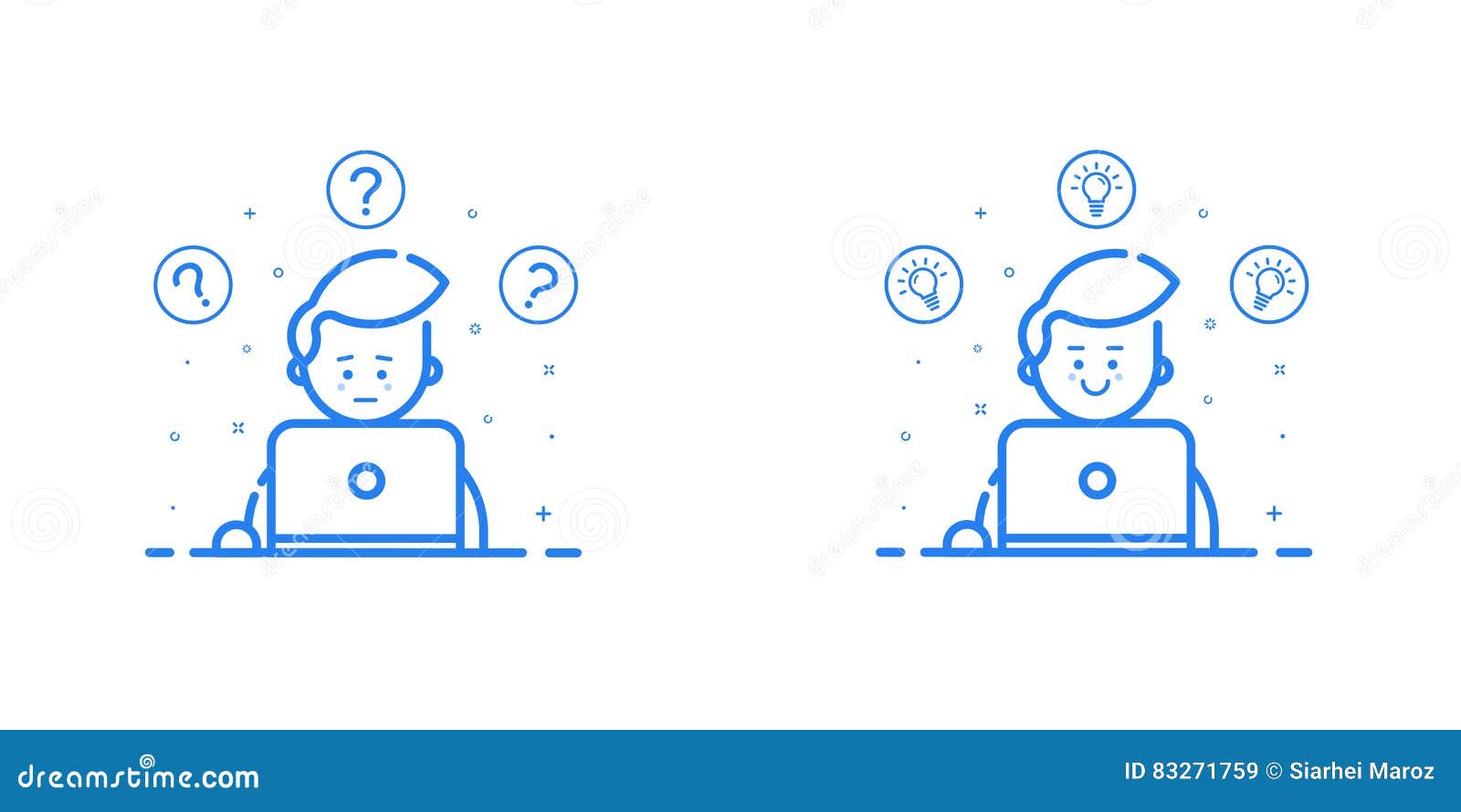 Vector Illustration in Flat Linear Style and Blue Colors - Problem ...