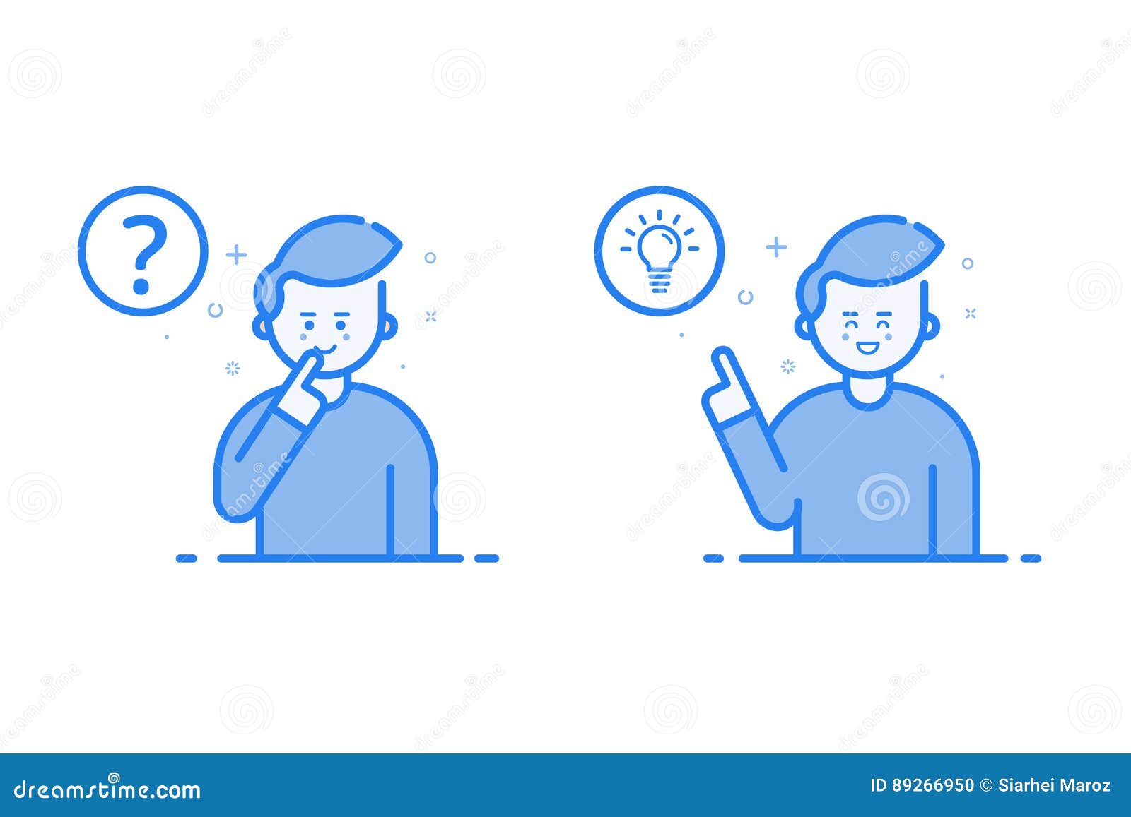 Vector Illustration in Flat Linear Style and Blue Colors - Problem ...