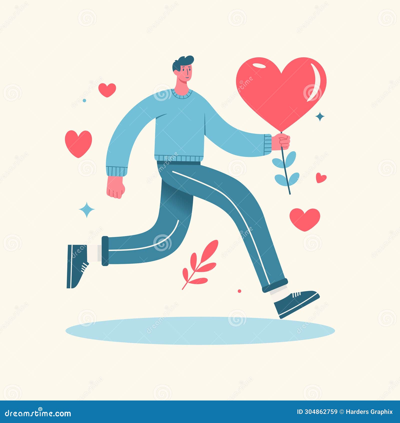 Vector Illustration Flat Love Heart for Valentines Day 9 Stock ...