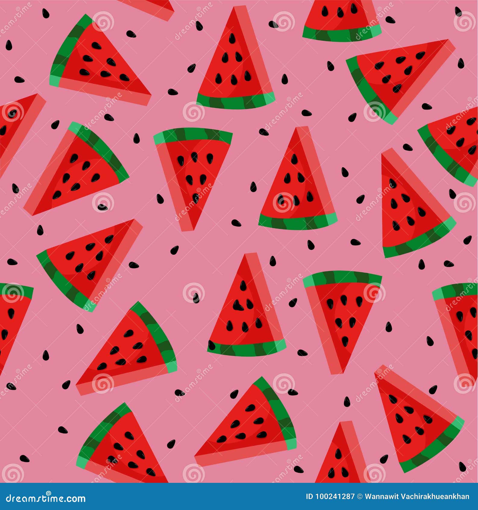 Watermelon with Seeds Pattern Stock Vector - Illustration of colorful ...