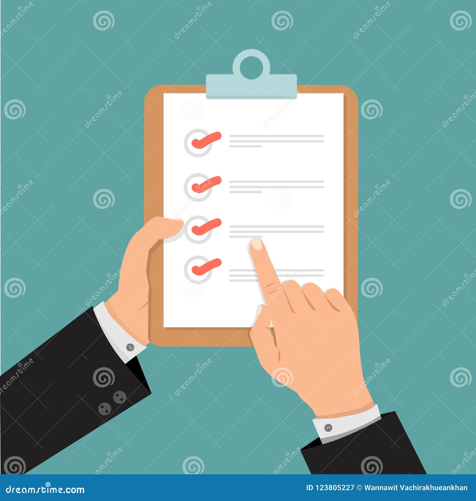 Businessman Hands Using Check List Design Stock Vector - Illustration ...