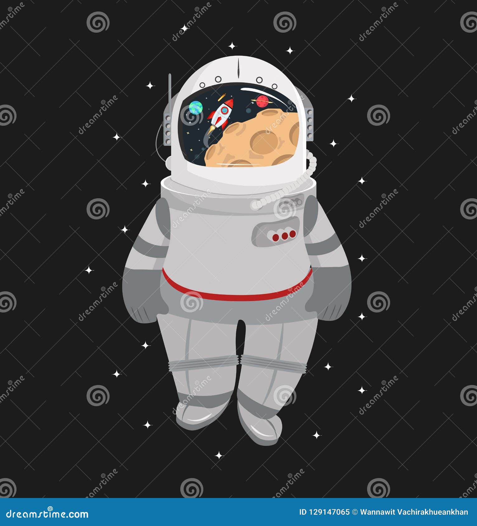 Cartoon Astronaut Helmet in a Space Stock Vector - Illustration of dark ...