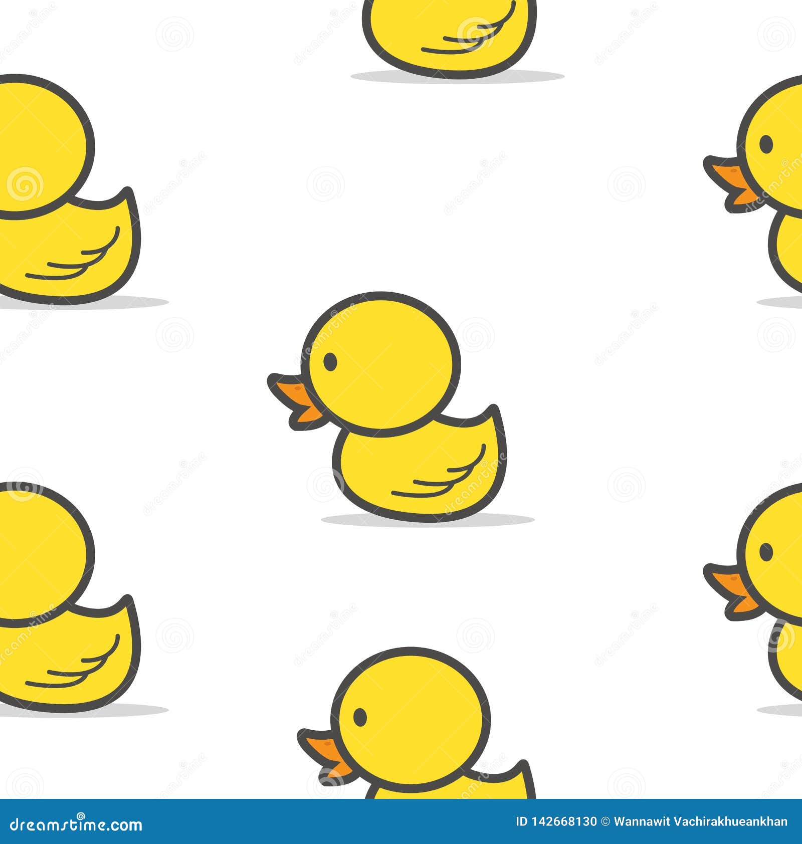 Little Yellow Duck Seamless Pattern Stock Vector - Illustration of ...