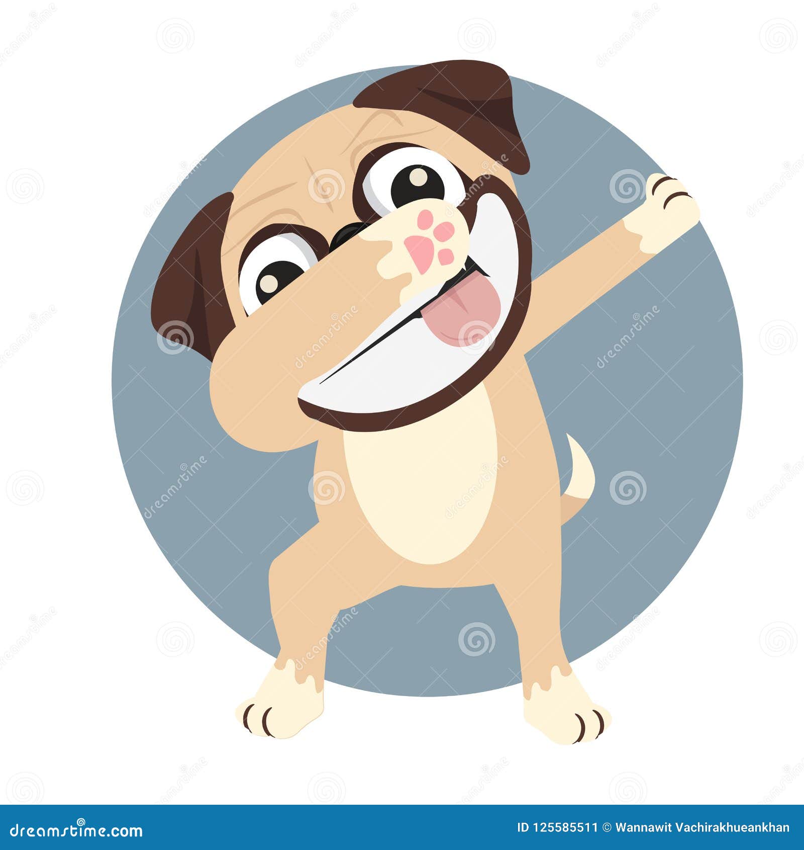 Pug Doing Dabbing Smile Face Stock Vector - Illustration of dabbing ...
