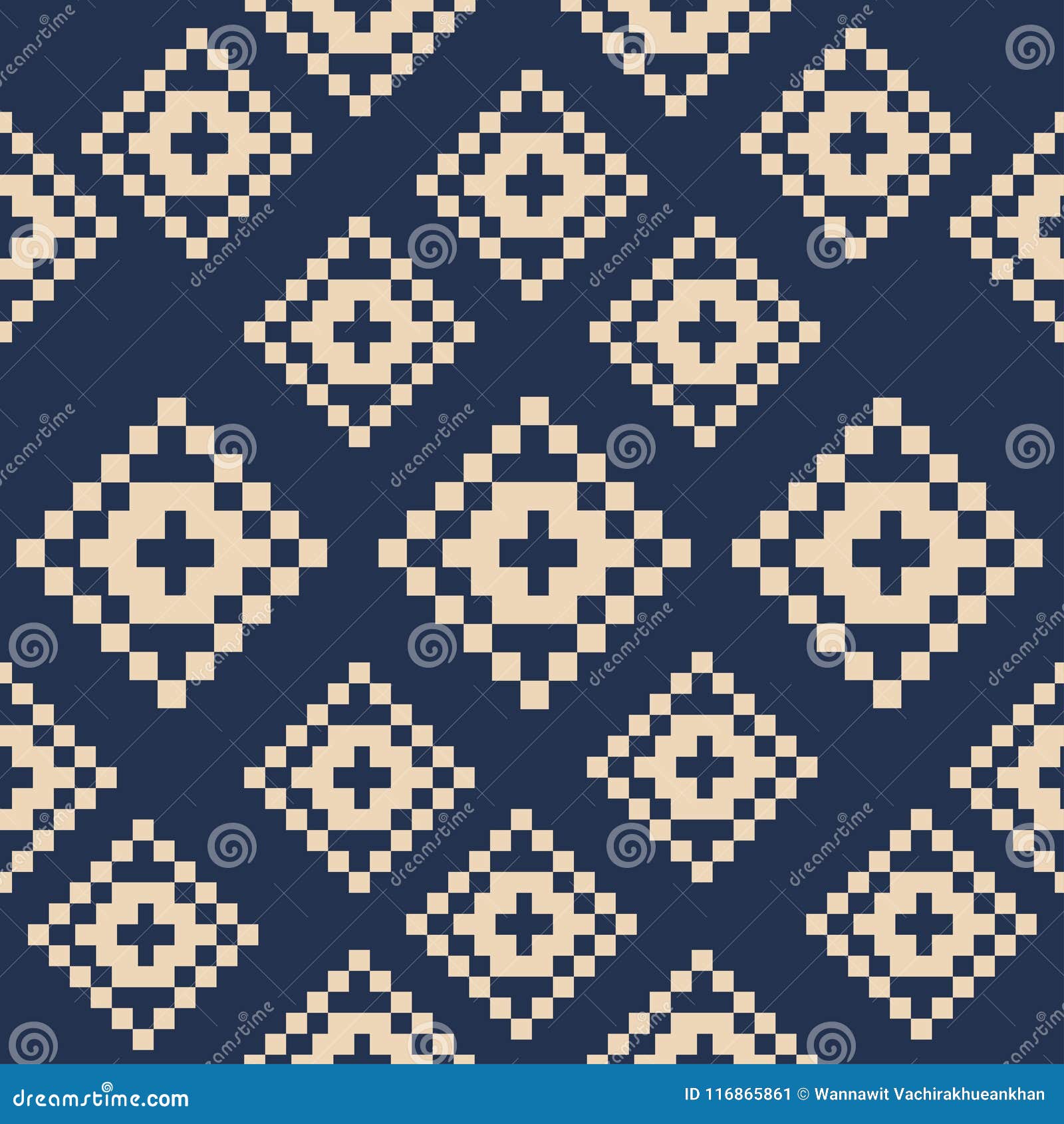 Square Seamless Pattern in Pixel Art Style Stock Vector - Illustration ...