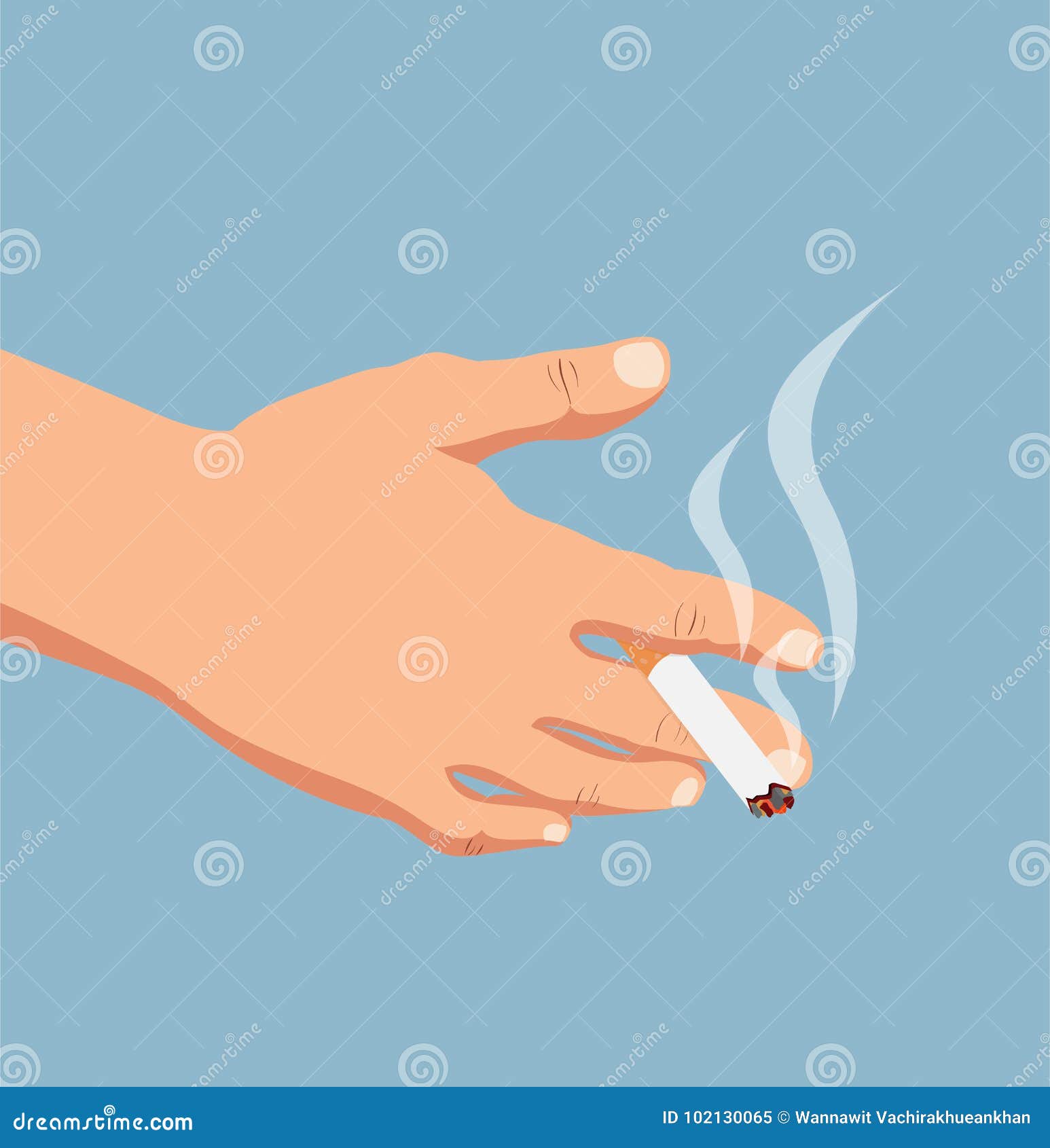 Hand with Cigarette stock vector. Illustration of habit - 102130065