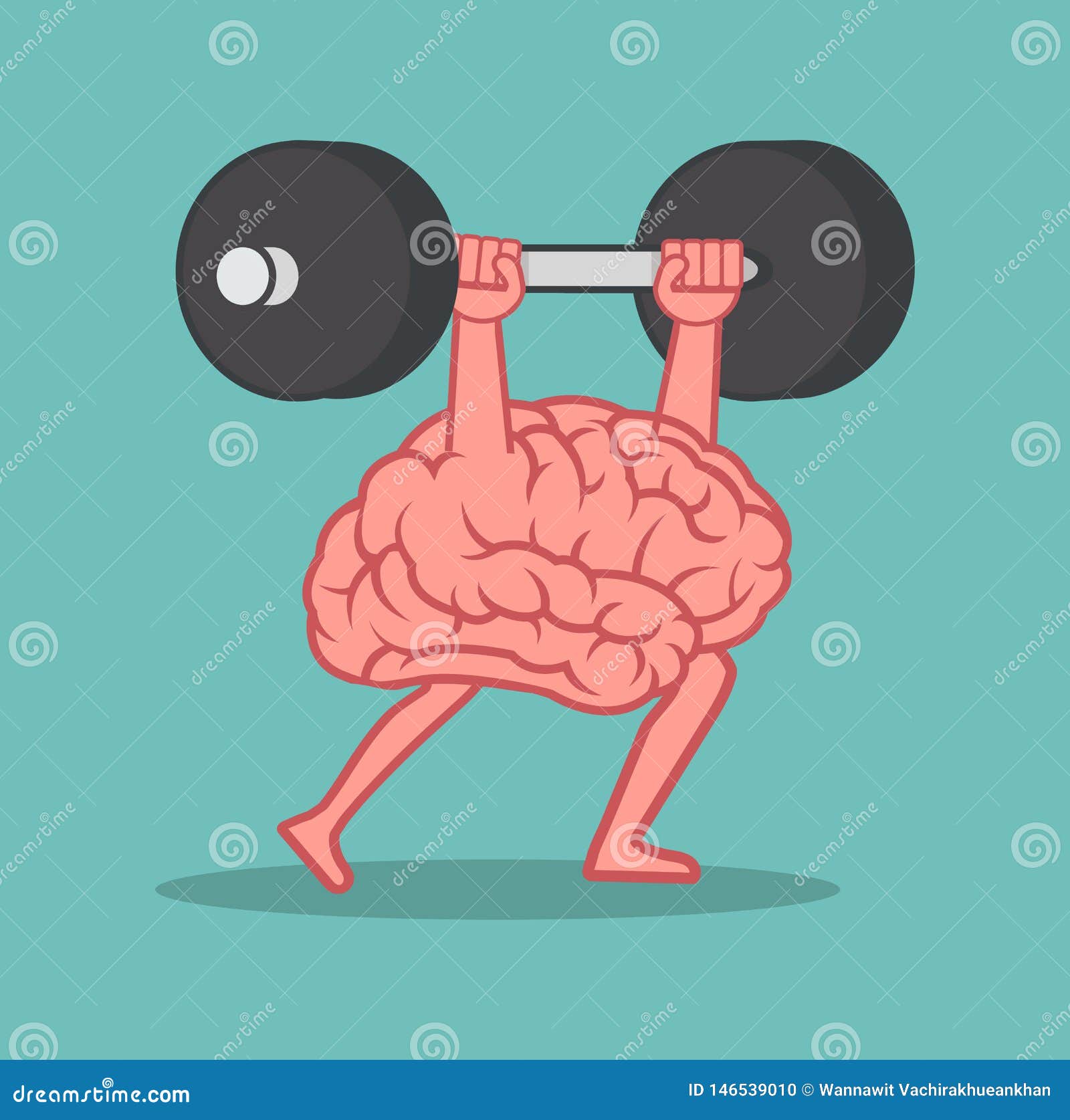 Brain Lifting Weights Over Head Cartoon Stock Vector - Illustration of ...