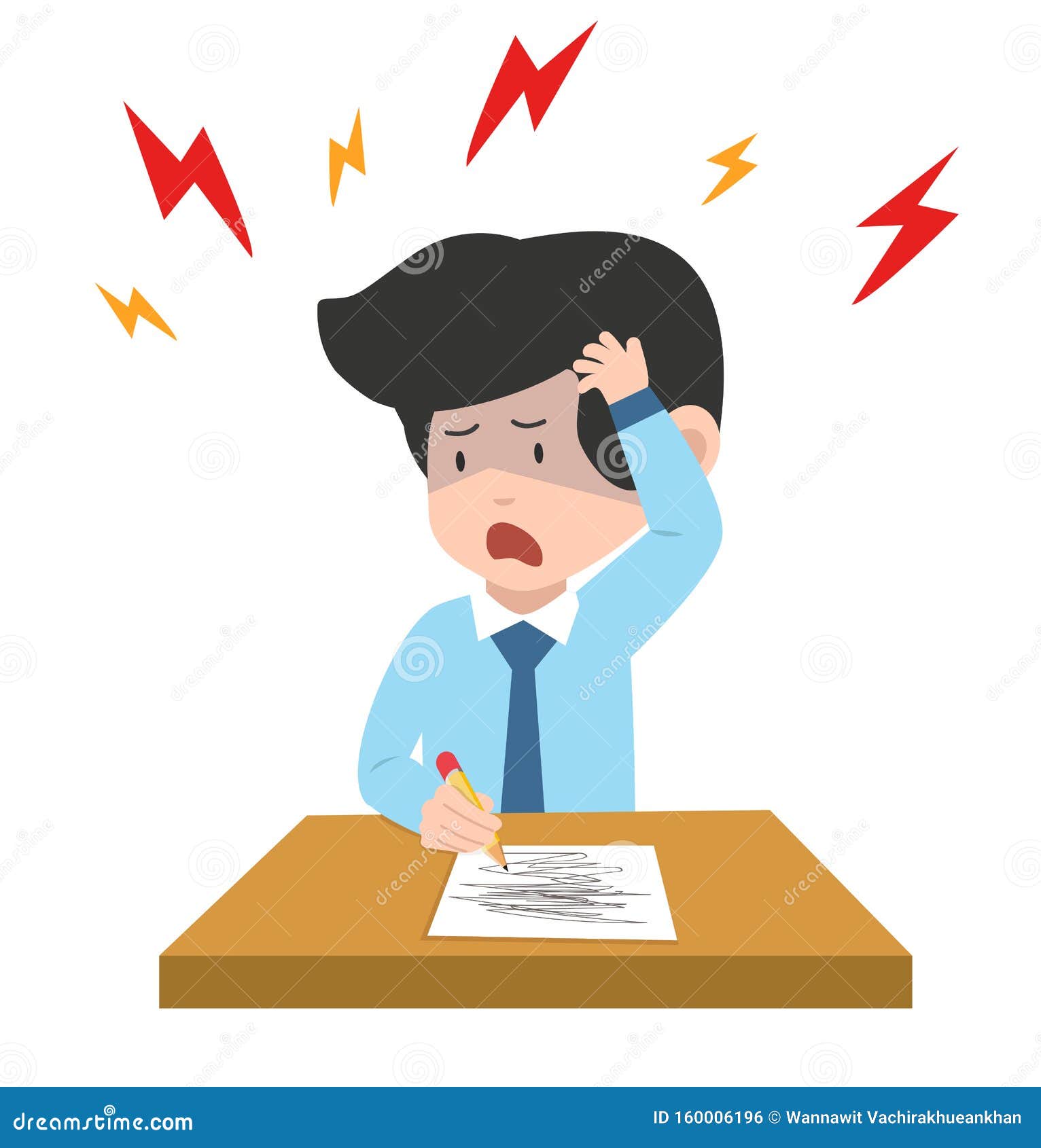 Businessman Hand Writing with Headache Stock Vector - Illustration of ...