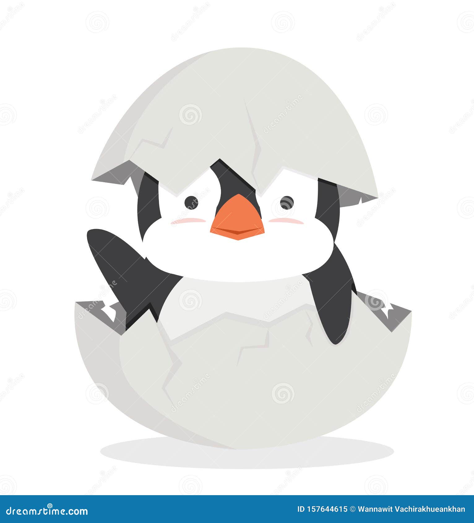 Cute Baby Penguin Fat Hatched in Egg Vector Stock Vector - Illustration ...