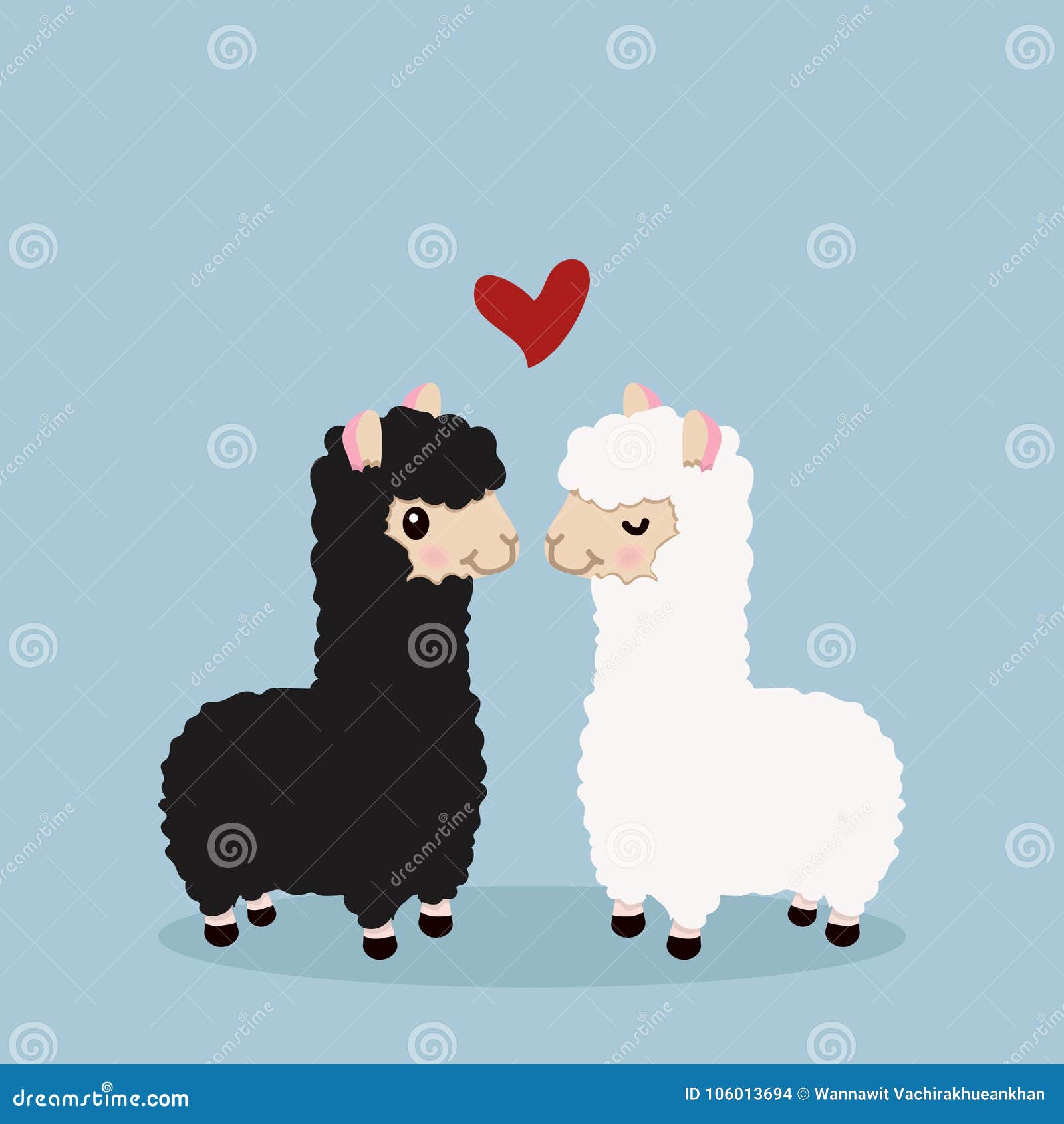 Alpaca couple in love stock vector. Illustration of decorative - 106013694