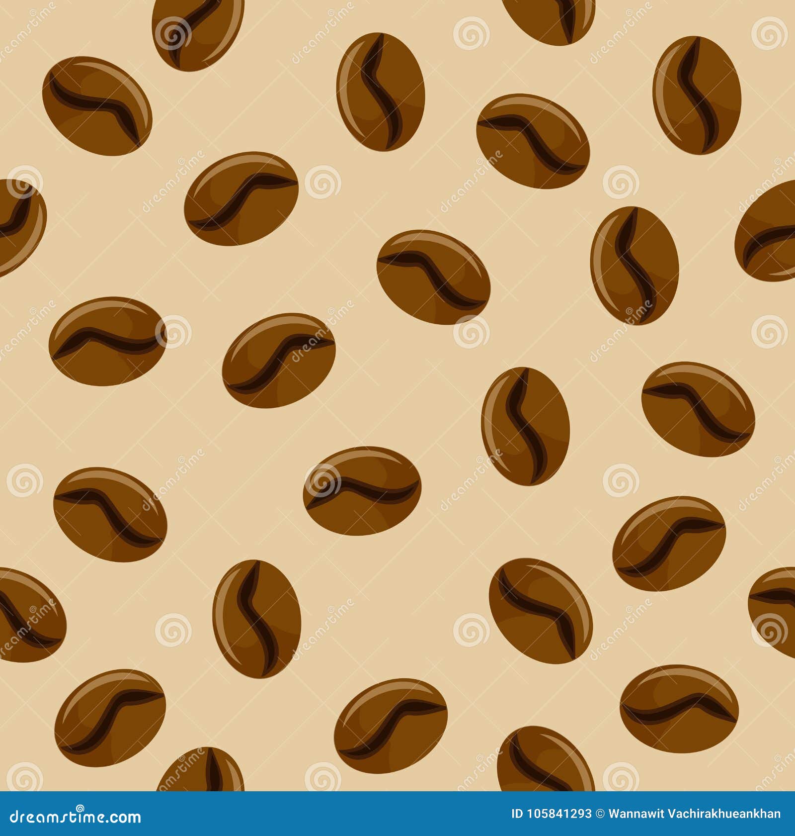 Brown Coffee Beans Background Pattern Stock Vector - Illustration of ...