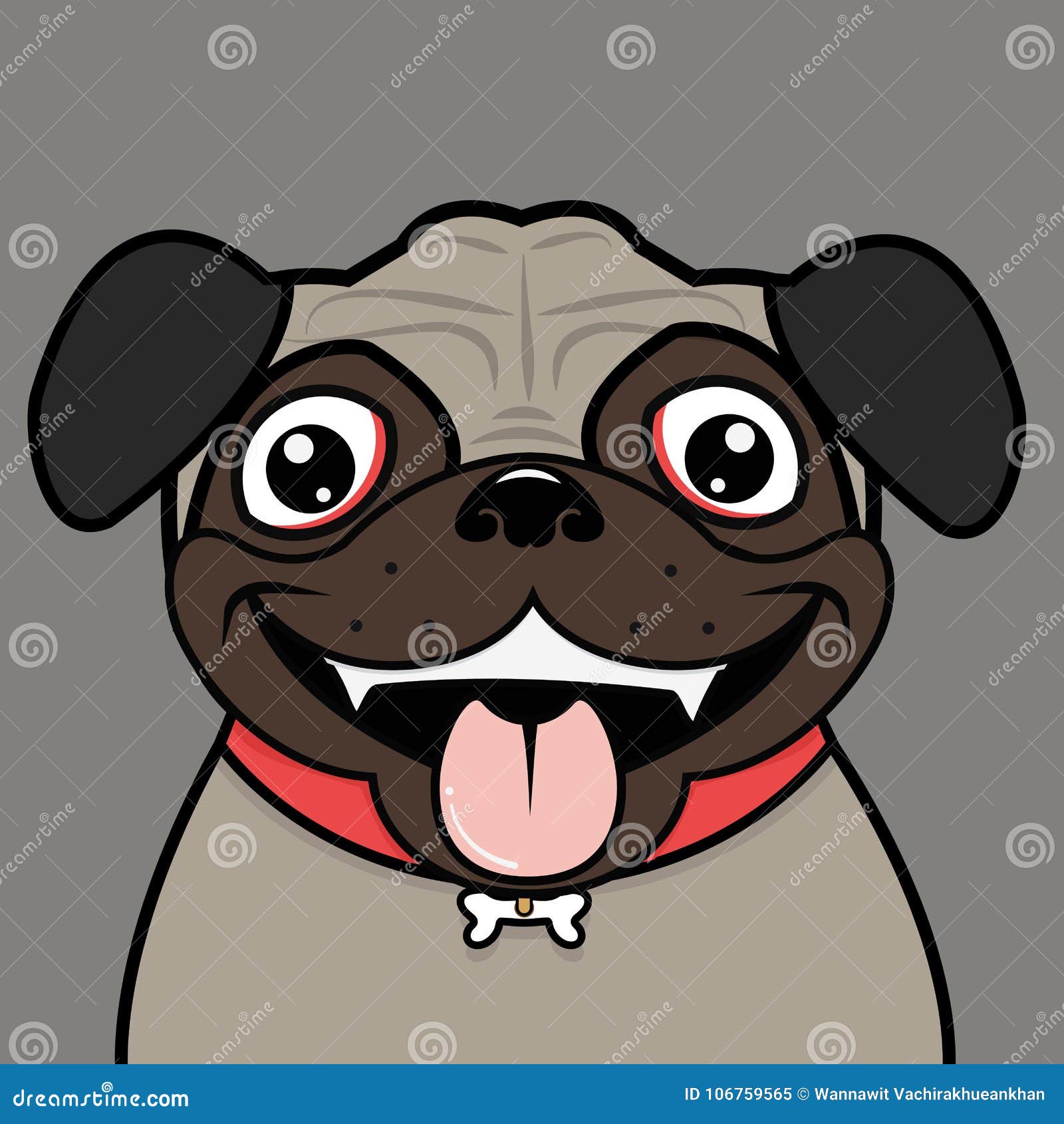 Cute Pug head vector stock vector. Illustration of inscription - 106759565