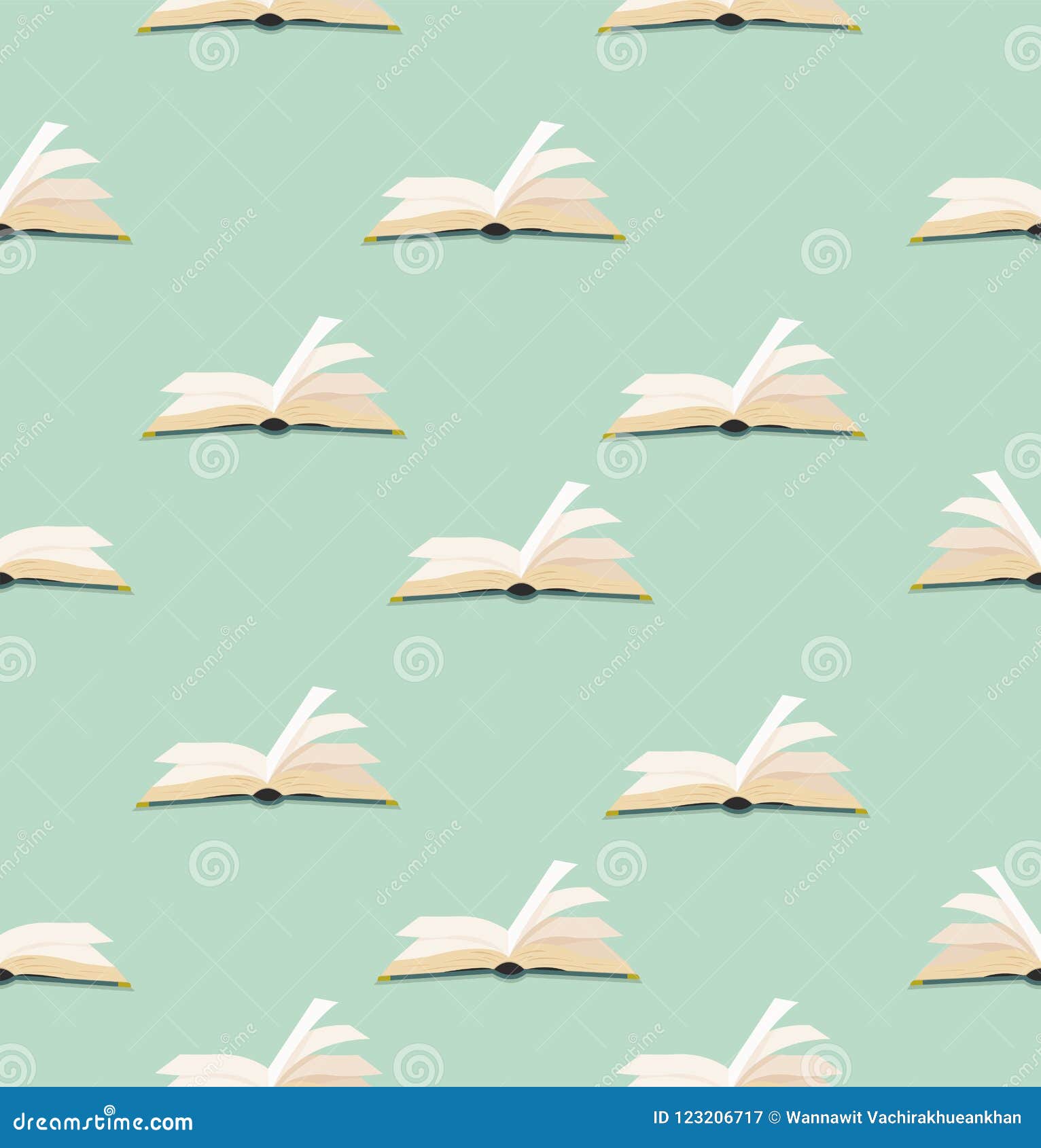 Open Green Book Flat Design Pattern Stock Vector - Illustration of ...