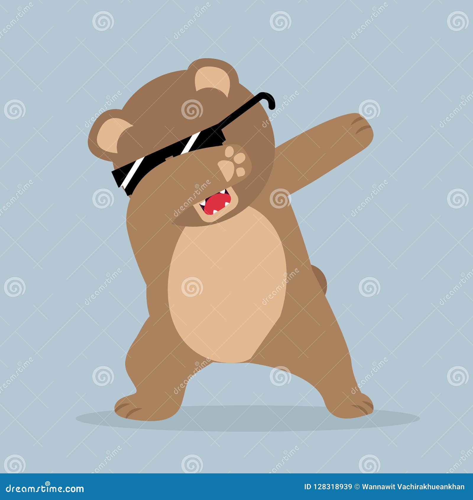 Brown bear doing dabbing stock vector. Illustration of fashion - 128318939