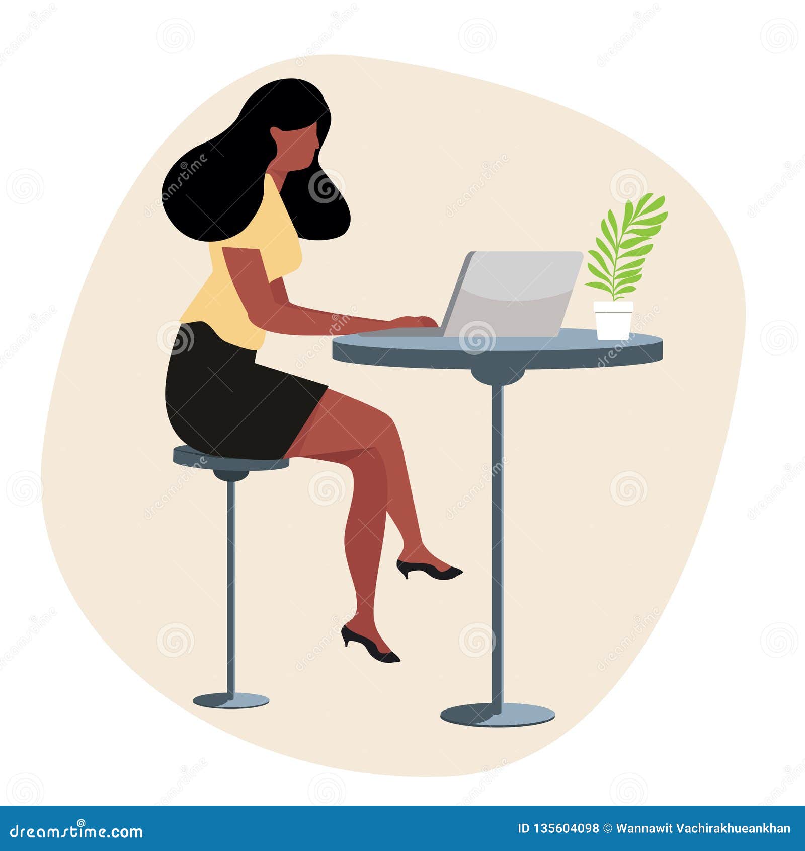 Woman with Computer Concept Stock Vector - Illustration of design ...