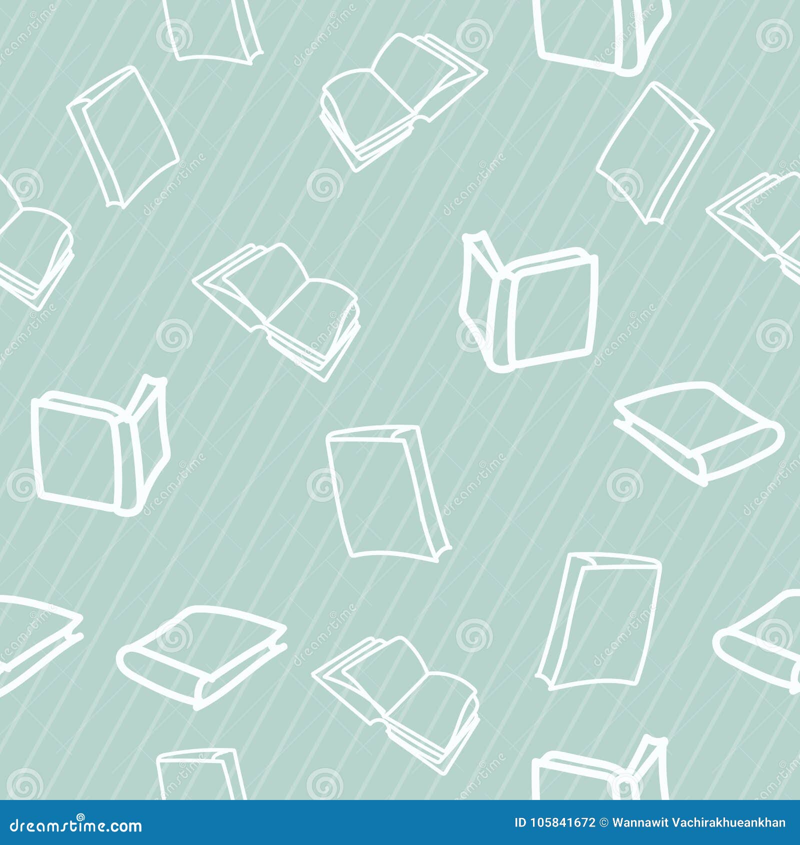 Hand Drawn Pattern with Books Stock Vector - Illustration of flat ...