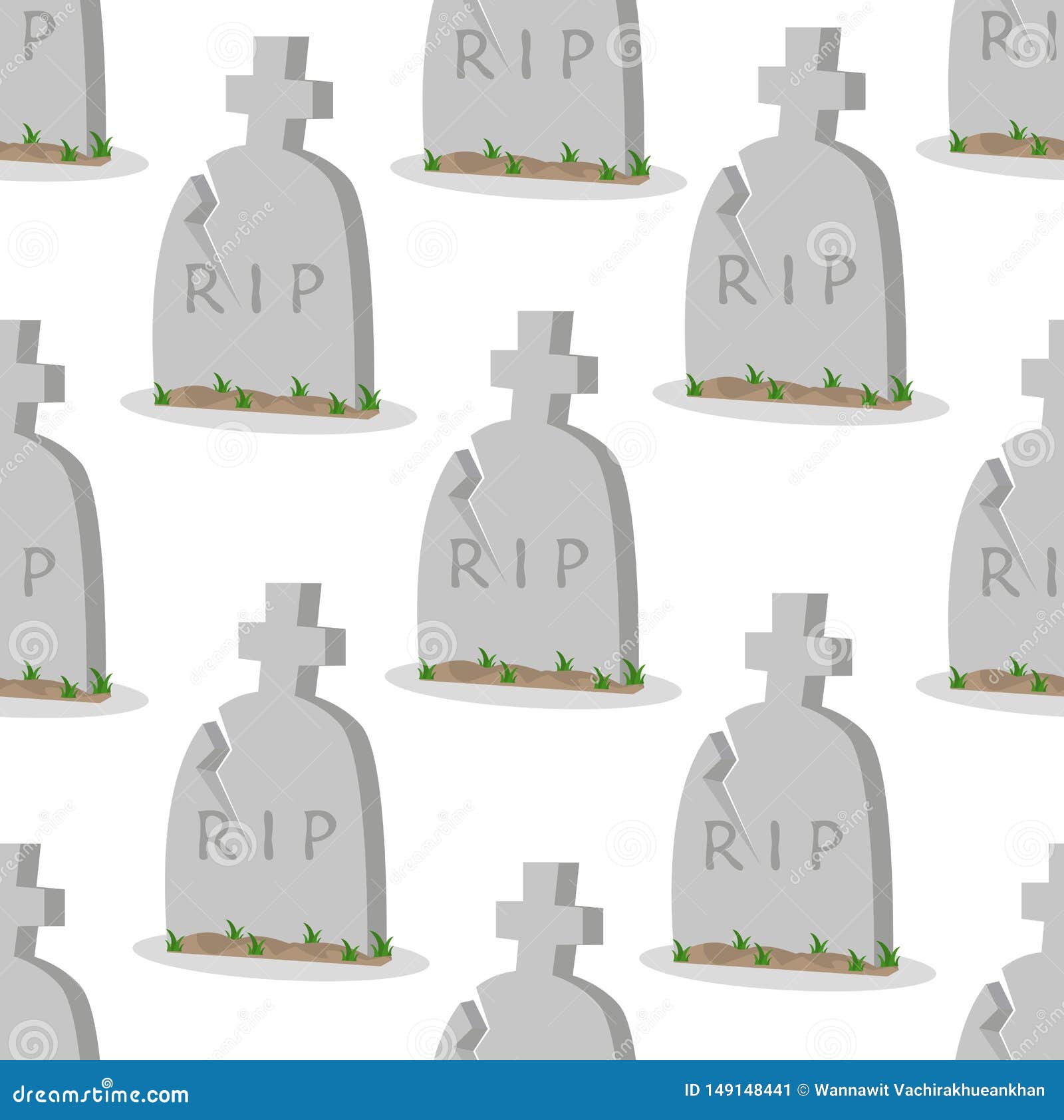 Old Gravestone with Cracks Seamless Pattern Stock Vector - Illustration ...