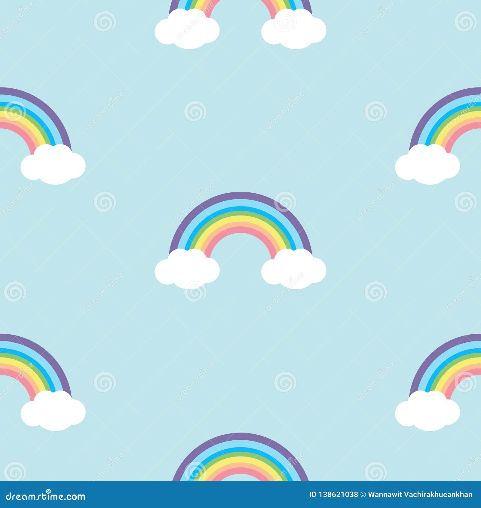 Pastel Rainbow Seamless Pattern Stock Vector - Illustration of cute ...