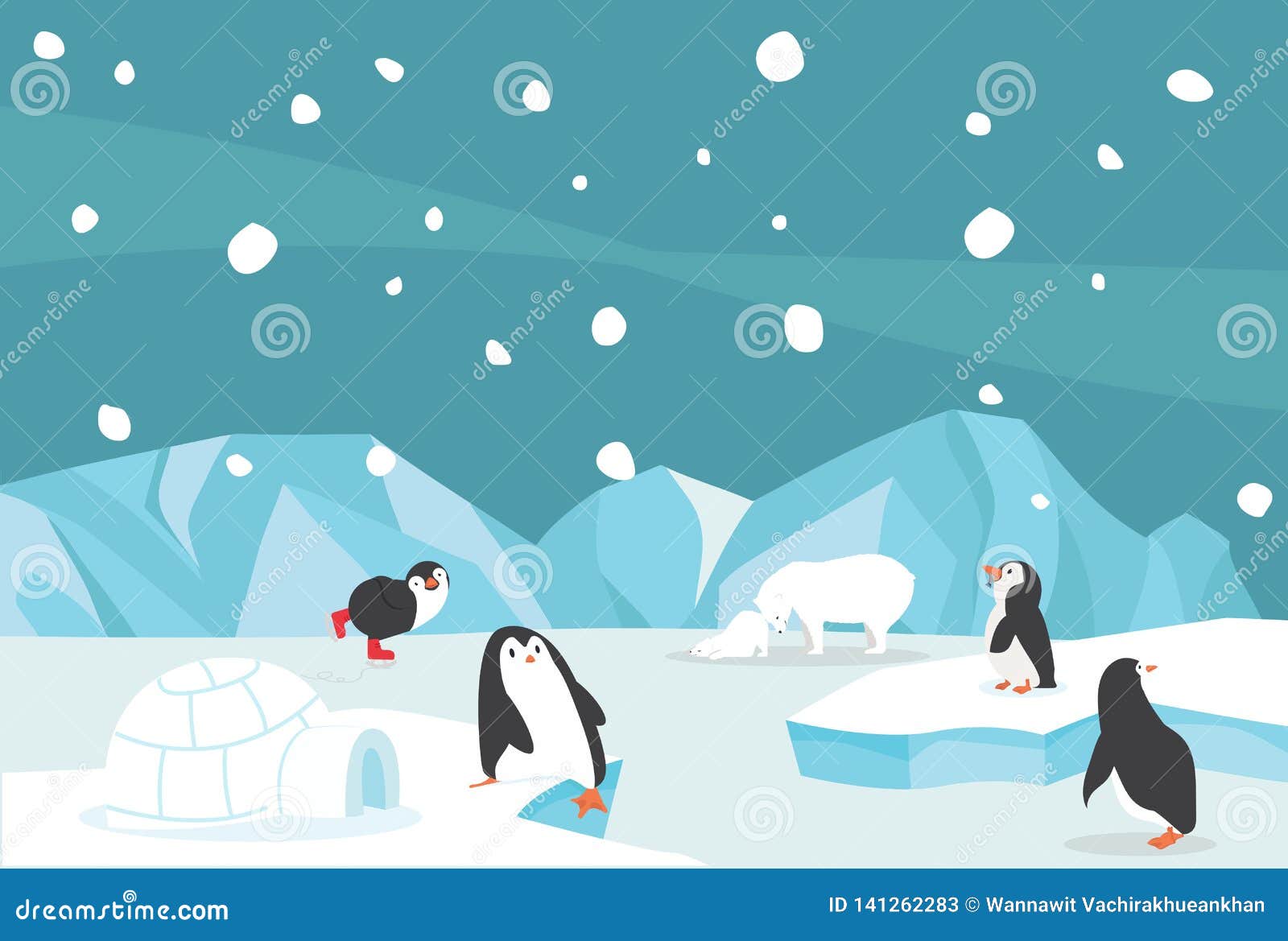 Winter North Pole Arctic Landscape Background Stock Vector ...