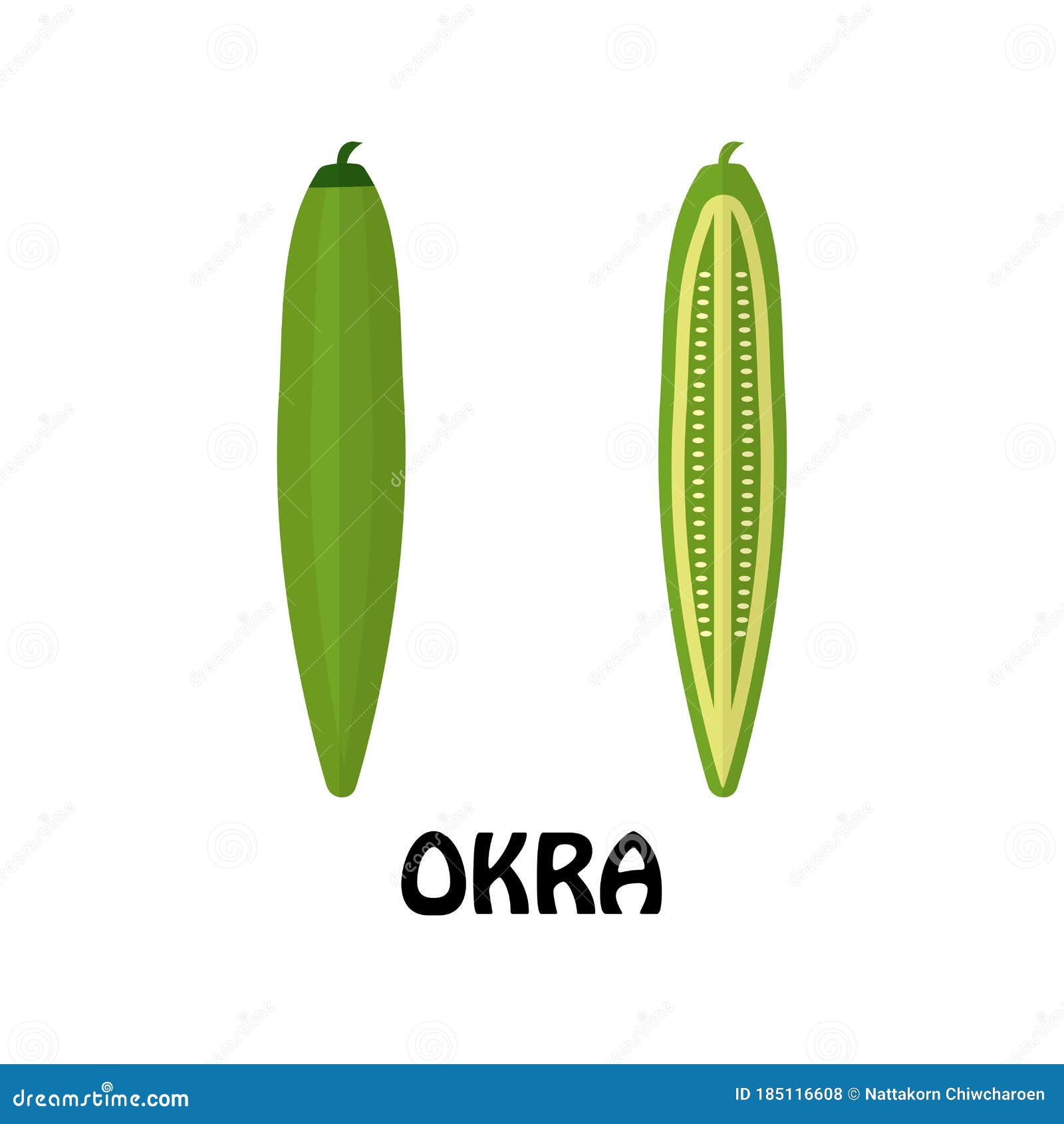 Okra Flat Icon Vector Illustration, Okro Vegetable Isolated On White ...