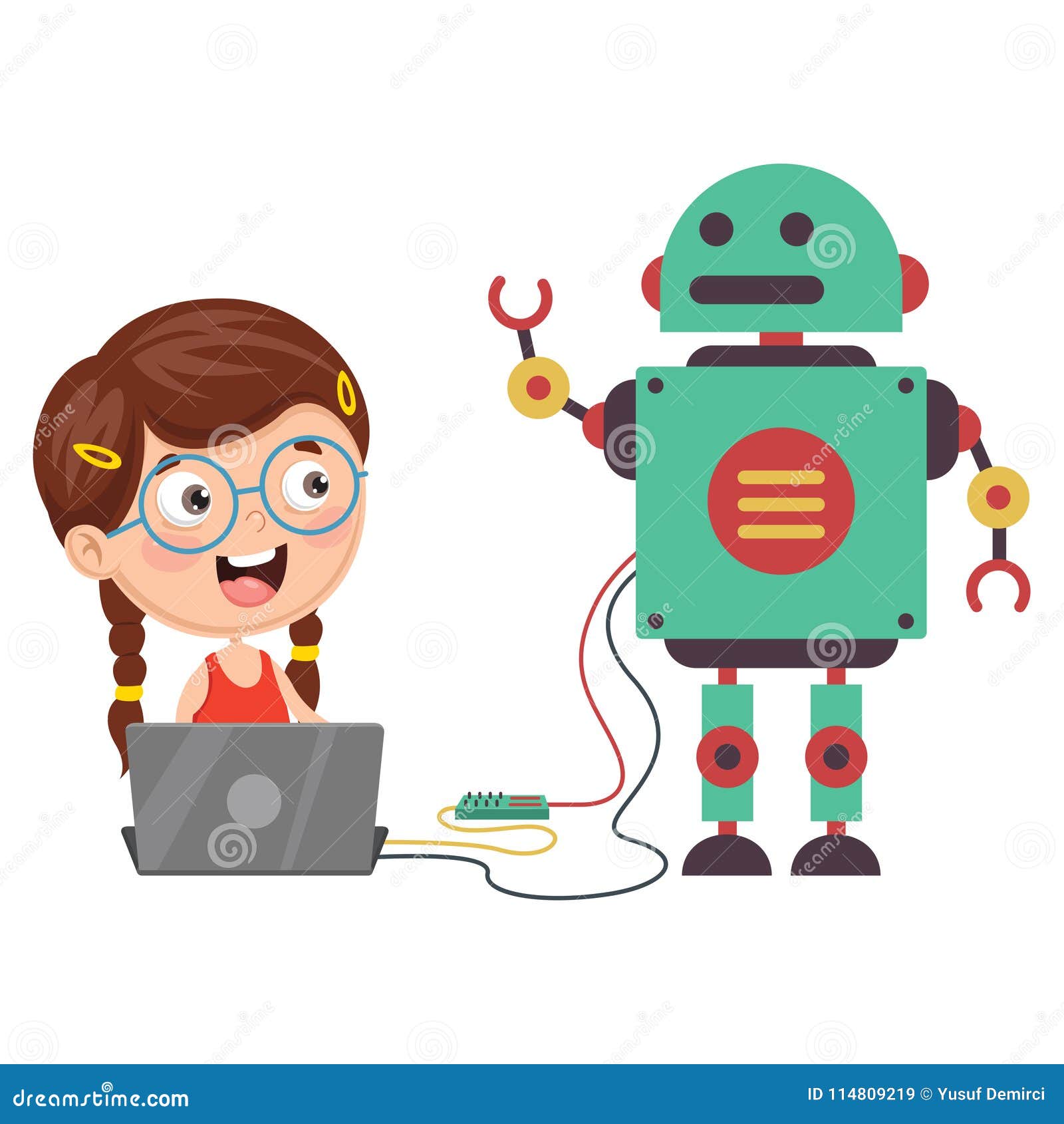Vector Illustration of Flat Robot Stock Vector - Illustration of ...