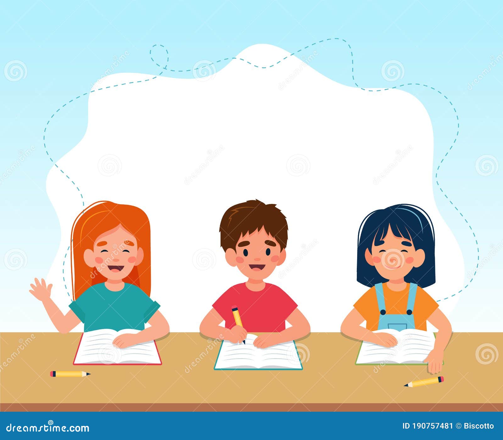 Children in Class Reading and Writing, Back To School Concept, Cute ...