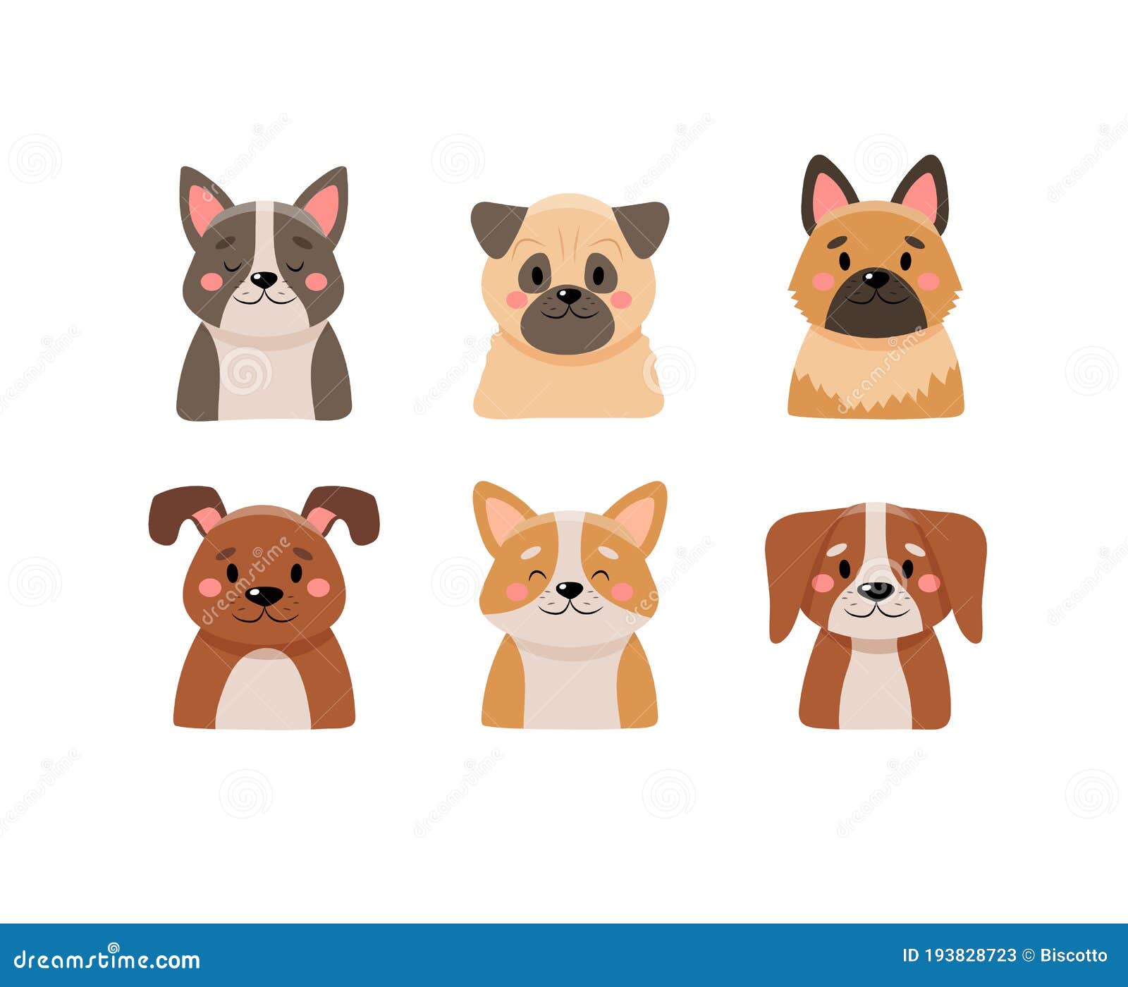 Cute Dogs Collection, Isolated on White Background Stock Vector ...