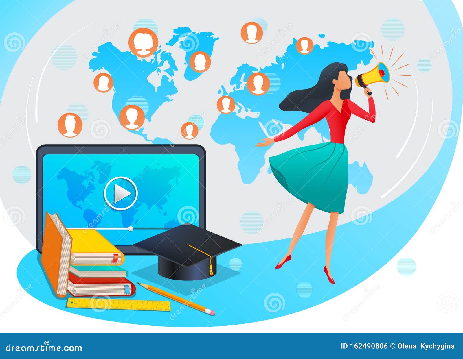 Vector Illustration in Flat Style - Online Education, Training Courses ...