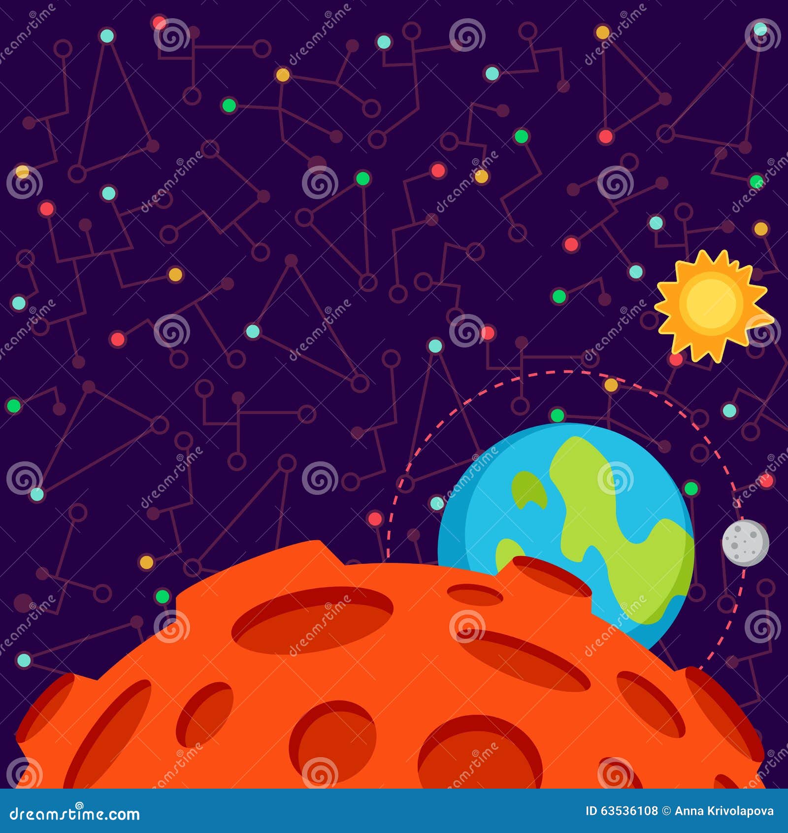 Vector Illustration in Flat Style about Outer Space. Stock Vector ...