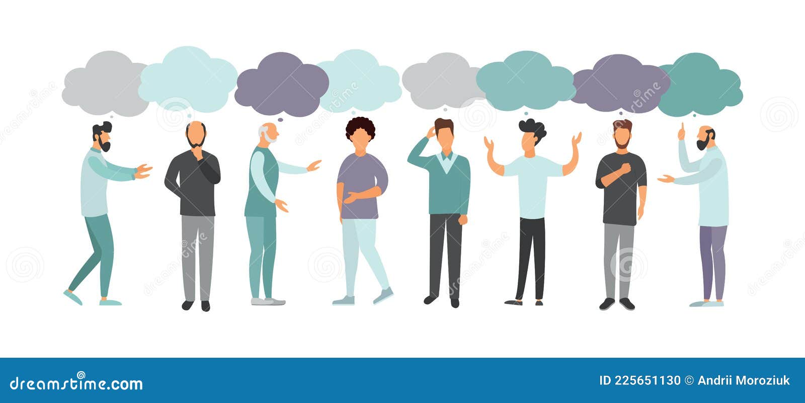 Vector Illustration, Flat Style, People Talk. People with Thoughts on a ...