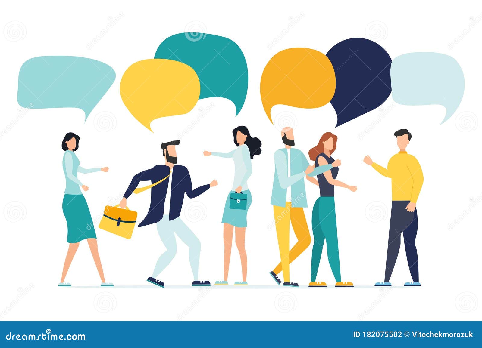 Vector Illustration, Flat Style, People Talk. People with Thoughts on a ...