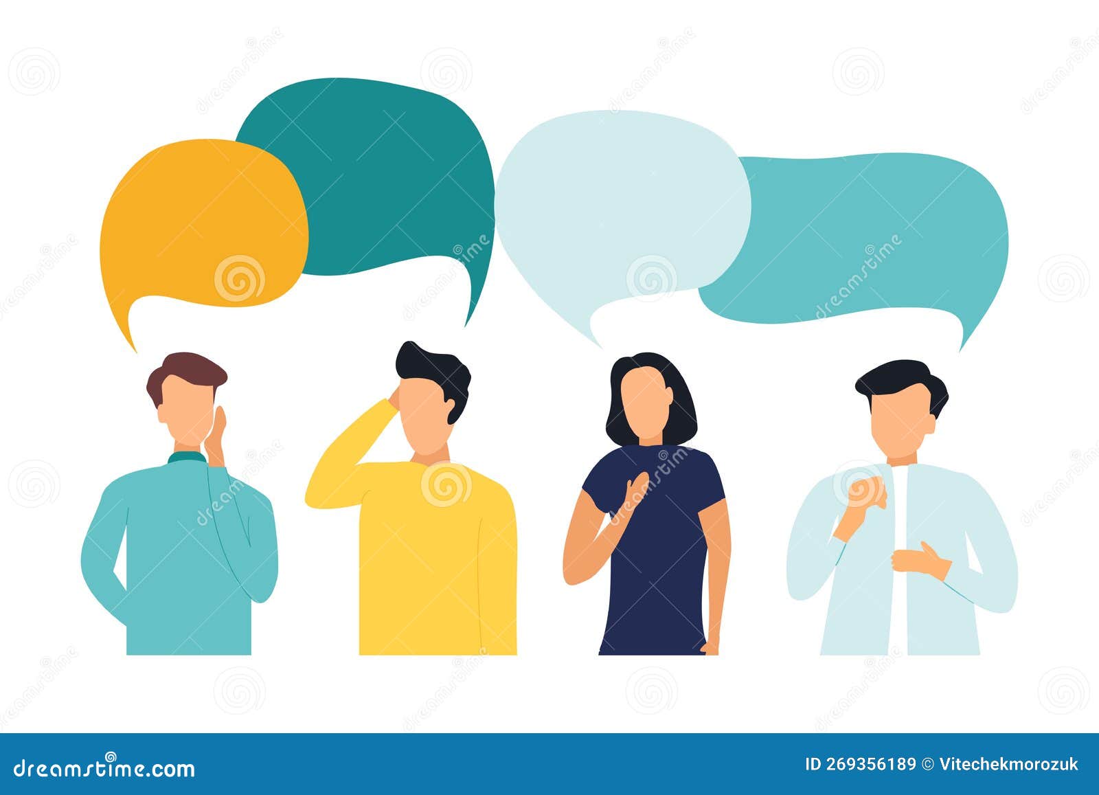Vector Illustration, Flat Style, People Talk. People with Thoughts on a ...