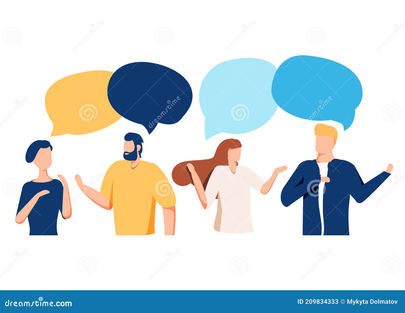 Vector Illustration, Flat Style, People Talk. People with Thoughts on a ...