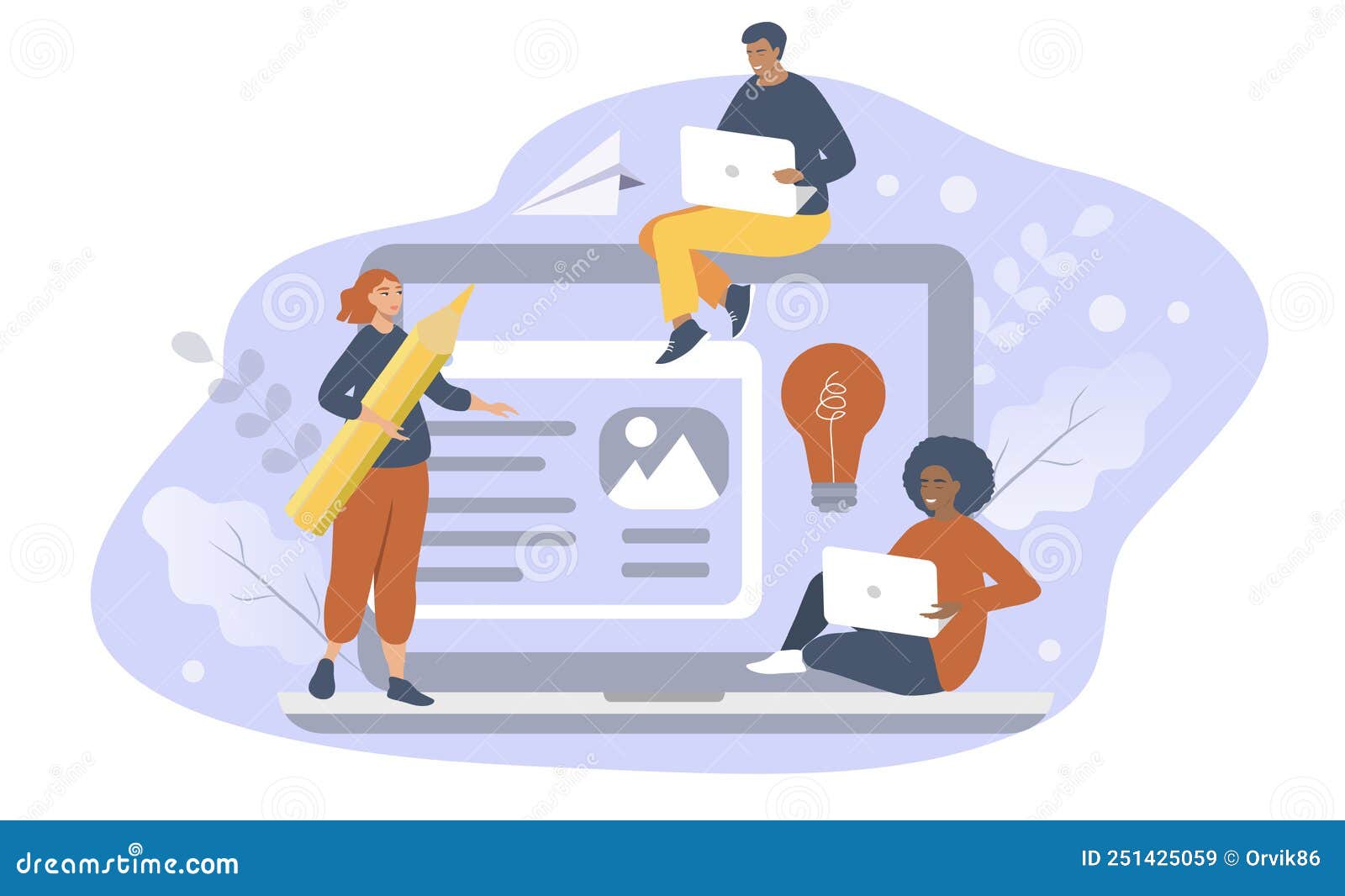 Vector Illustration in a Flat Style on the Theme of Blogging ...