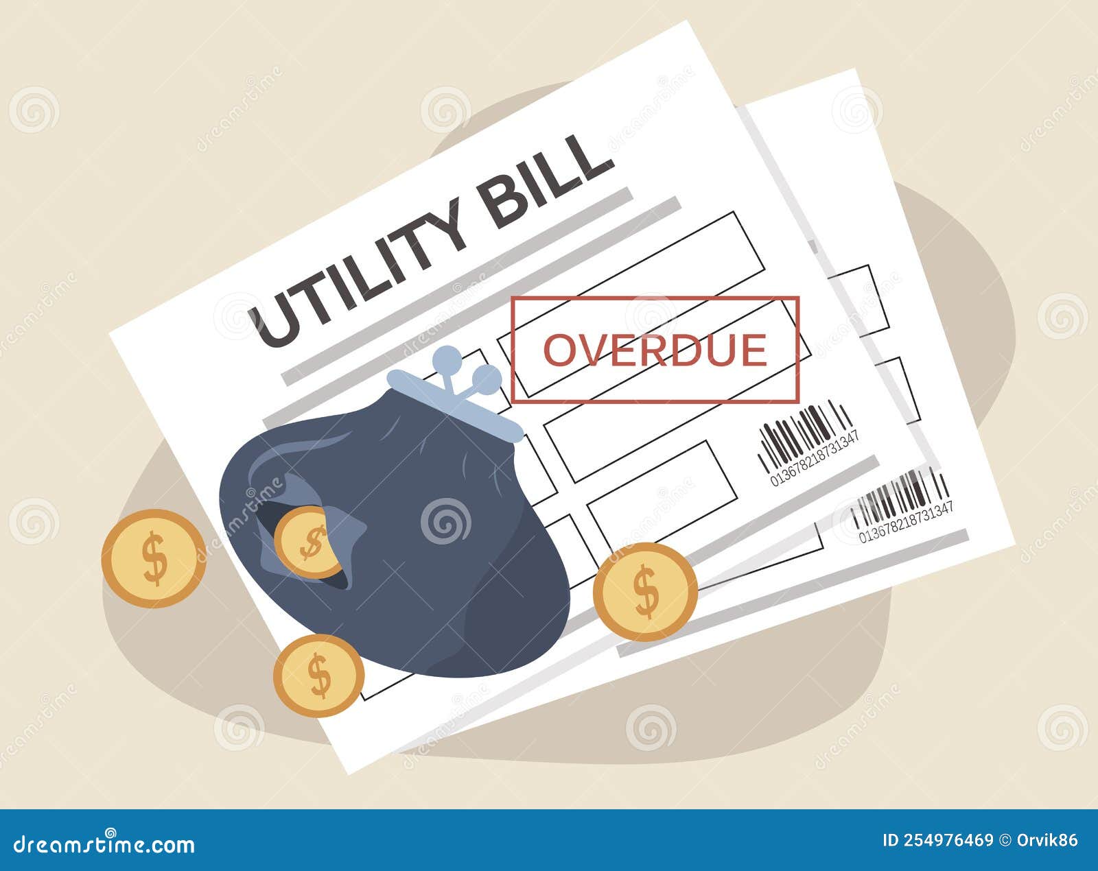 Vector Illustration in Flat Style on the Theme of High Utility Bills ...