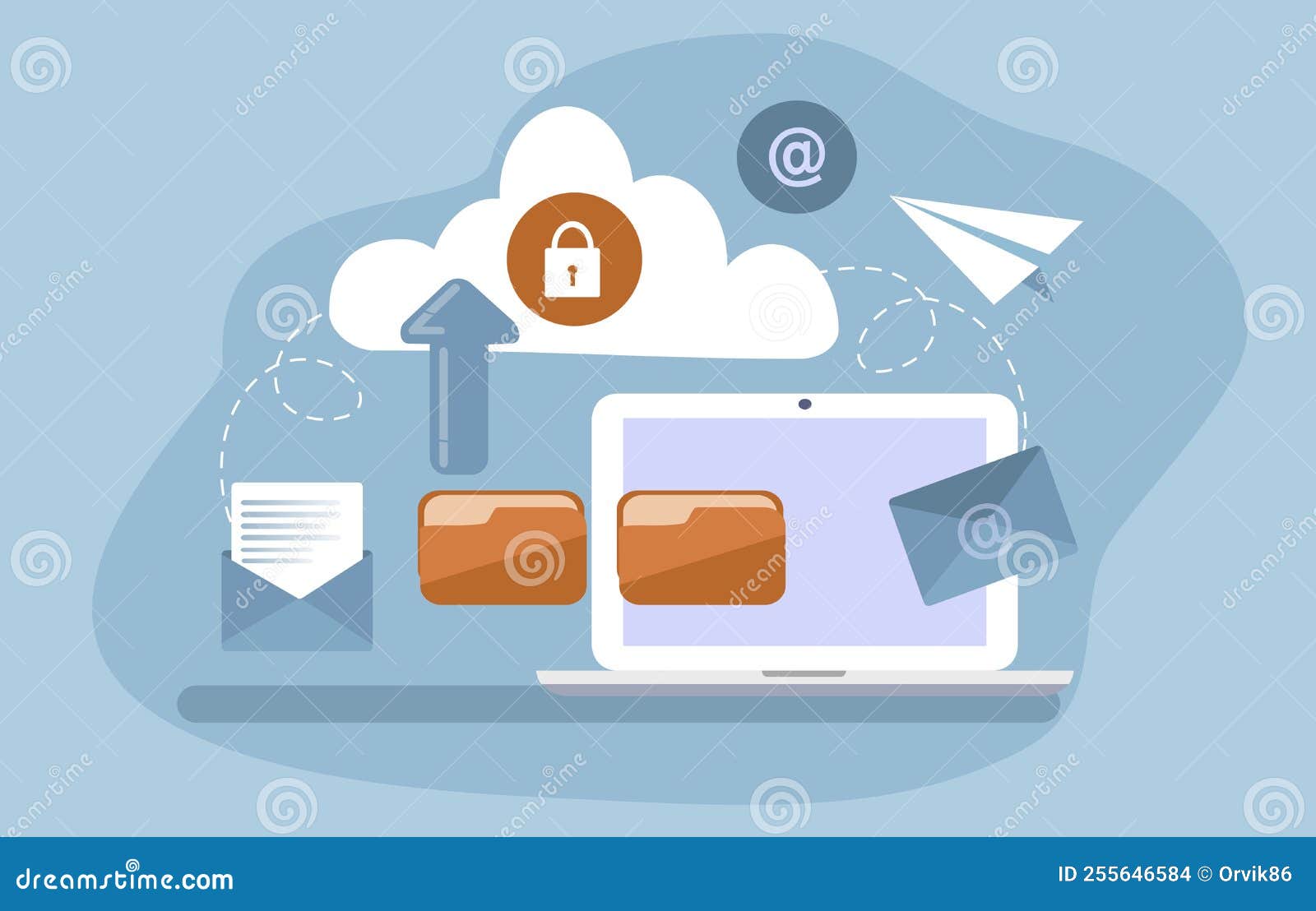 Illustration in a Flat Style on the Topic of Cloud Data Storage Stock ...